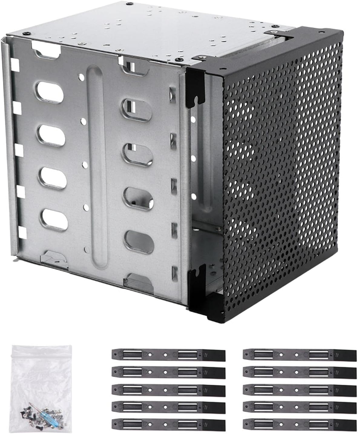 Amazon.com: Stainless Steel Hard Drive Cage, 5.25" to 5x 3.5" SAS SATA ...