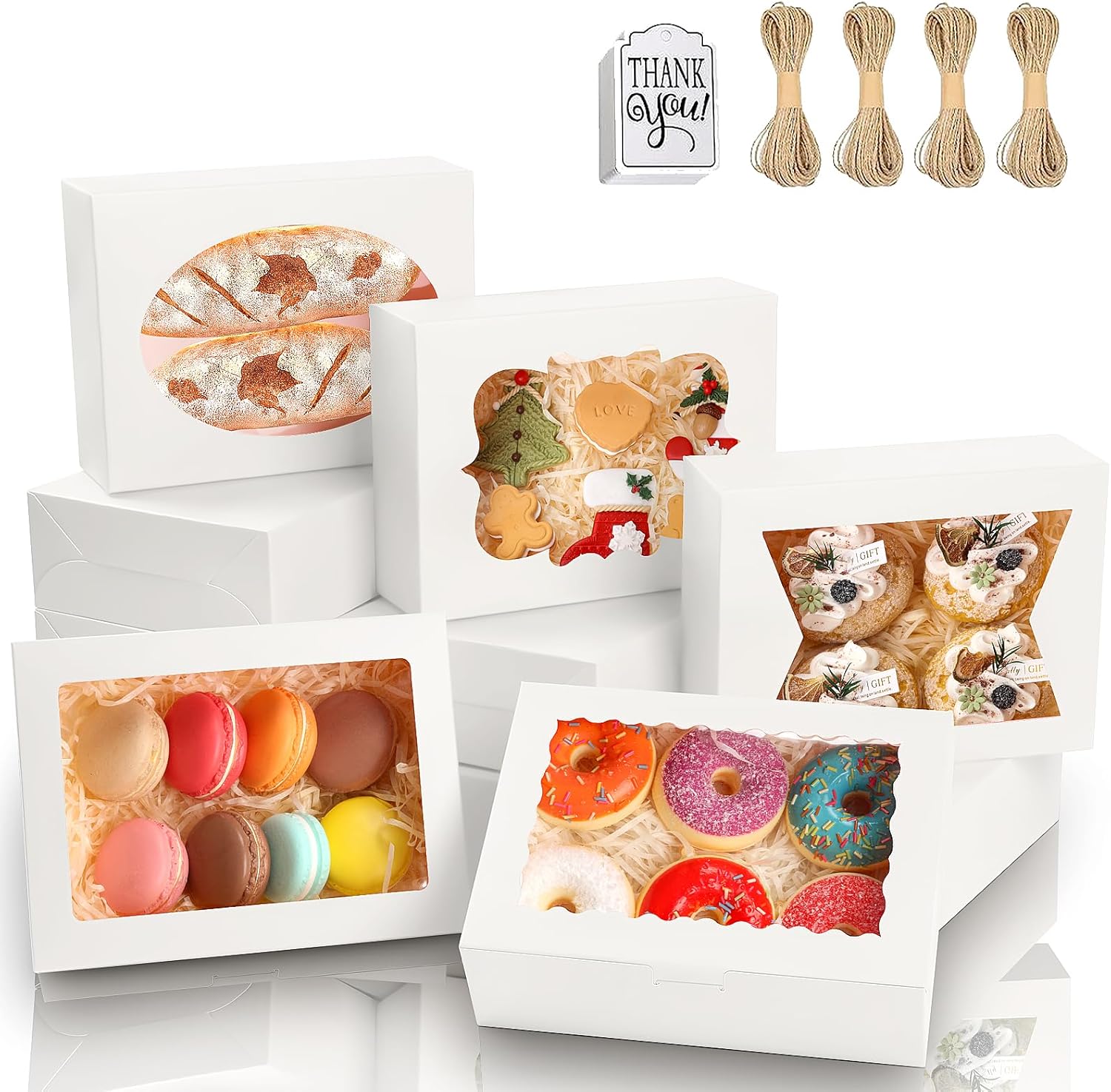 Amazon.com: KPOSIYA 35 PCS 8x6x2.5 Inch Cookie Boxes with Window White ...