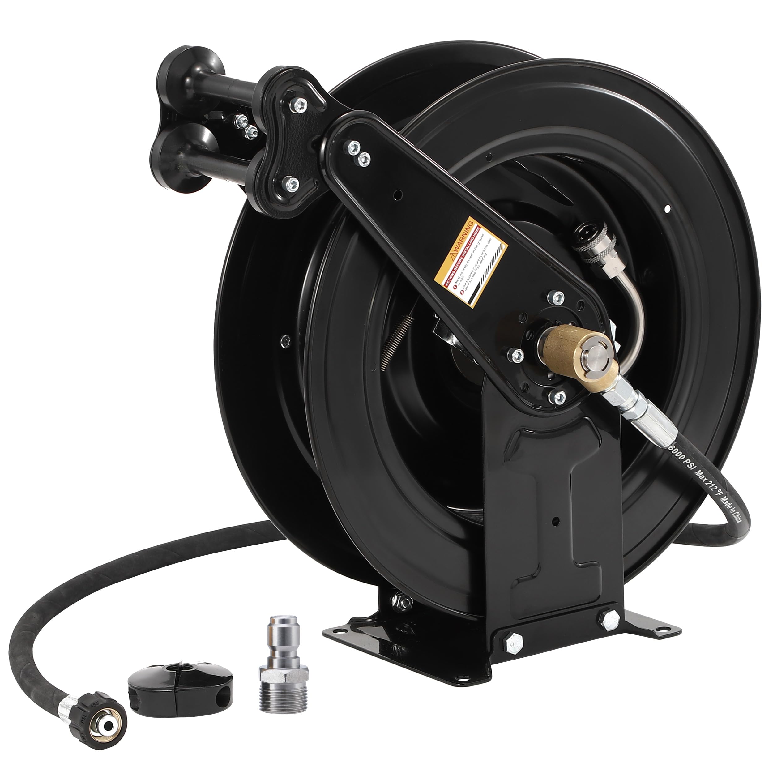FIXFANS High Pressure Washer Hose Reel For Water Air Oil 3 8 X 50 FT