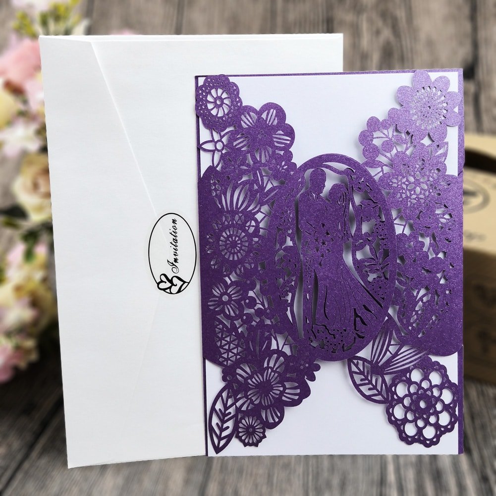 Snapklik.com : FOMTOR 40-Pack Blue Laser Cut Wedding Invitation Cards ...