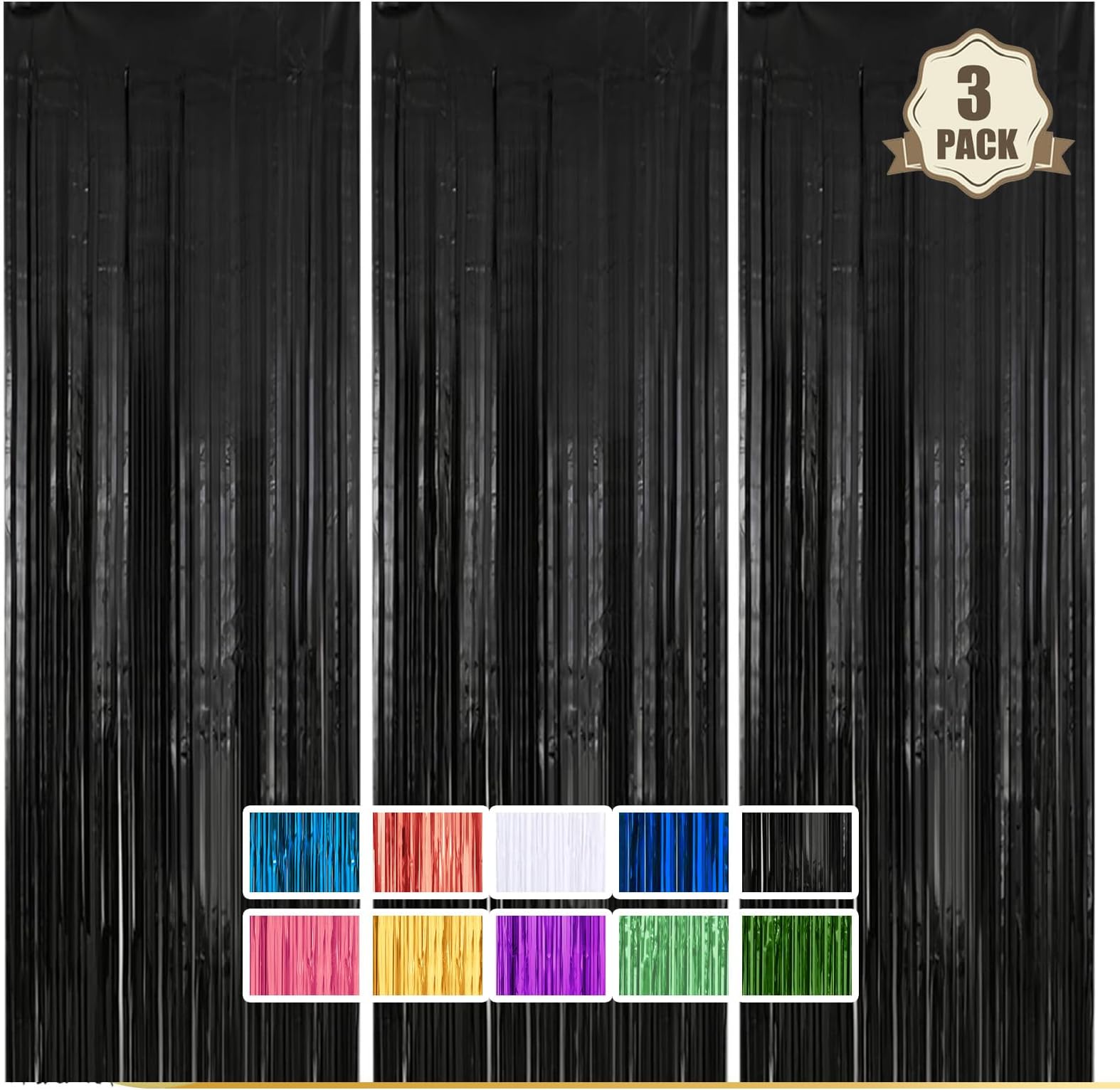 Amazon.com : 4 Pack Black Fringe Curtain Party Streamers,3.3x8.3 Feet ...