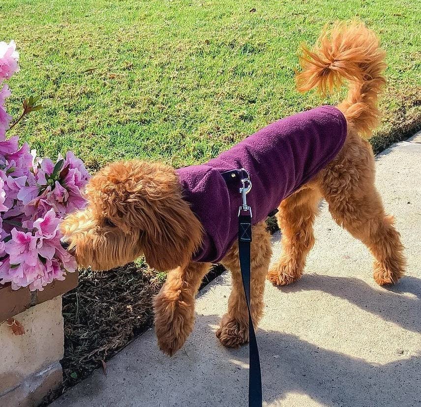 Gooby Fleece Vest Hoodie Dog Sweater - Plum X-Large - Warm Pullover Dog ...