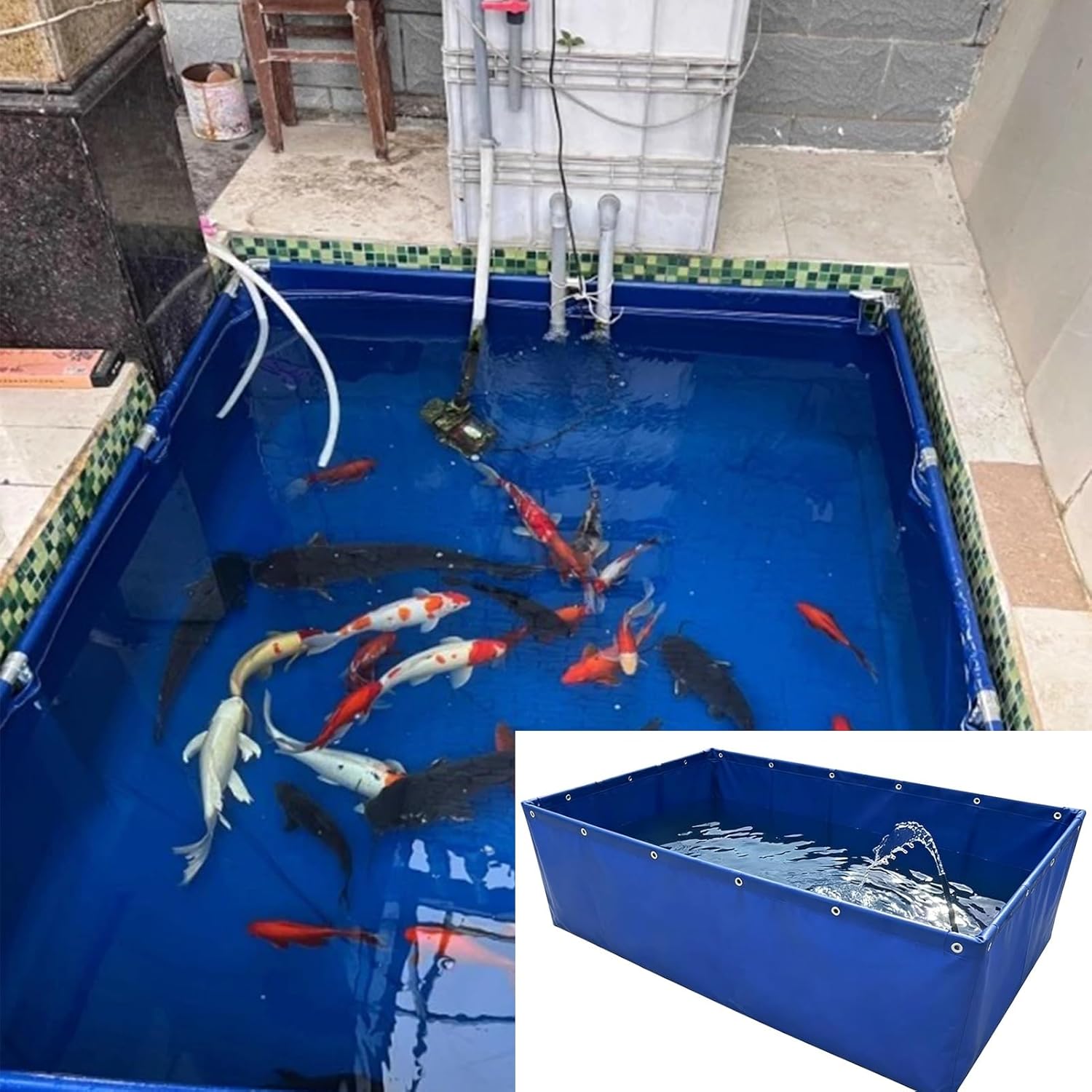 Bovengrondse PVC visvijver, heavy duty 500 g/m² opvouwbare waterdichte ...
