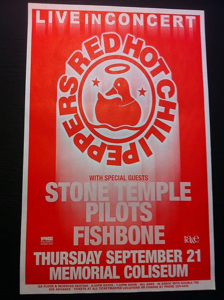 Red Hot Chili Peppers Stone Temple Pilots Concert Original Flyer ...
