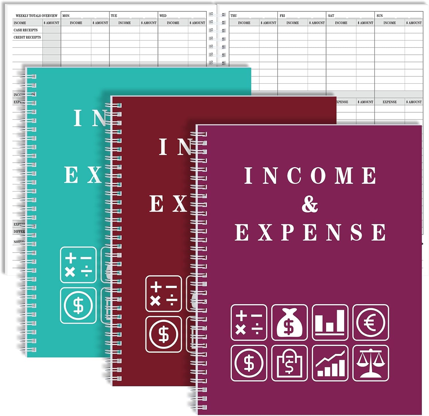 Amazon.com : Chivertion 3 Pcs Income and Expense Ledger Book 8.5" x 11 ...