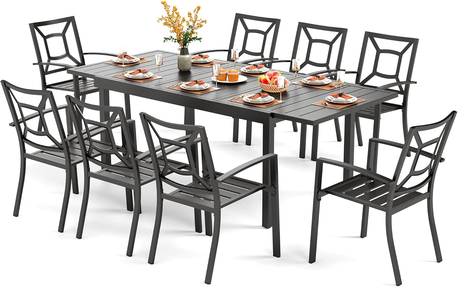 Brandclub - PHI VILLA 9 Piece Patio Dining Table Set, Expandable ...
