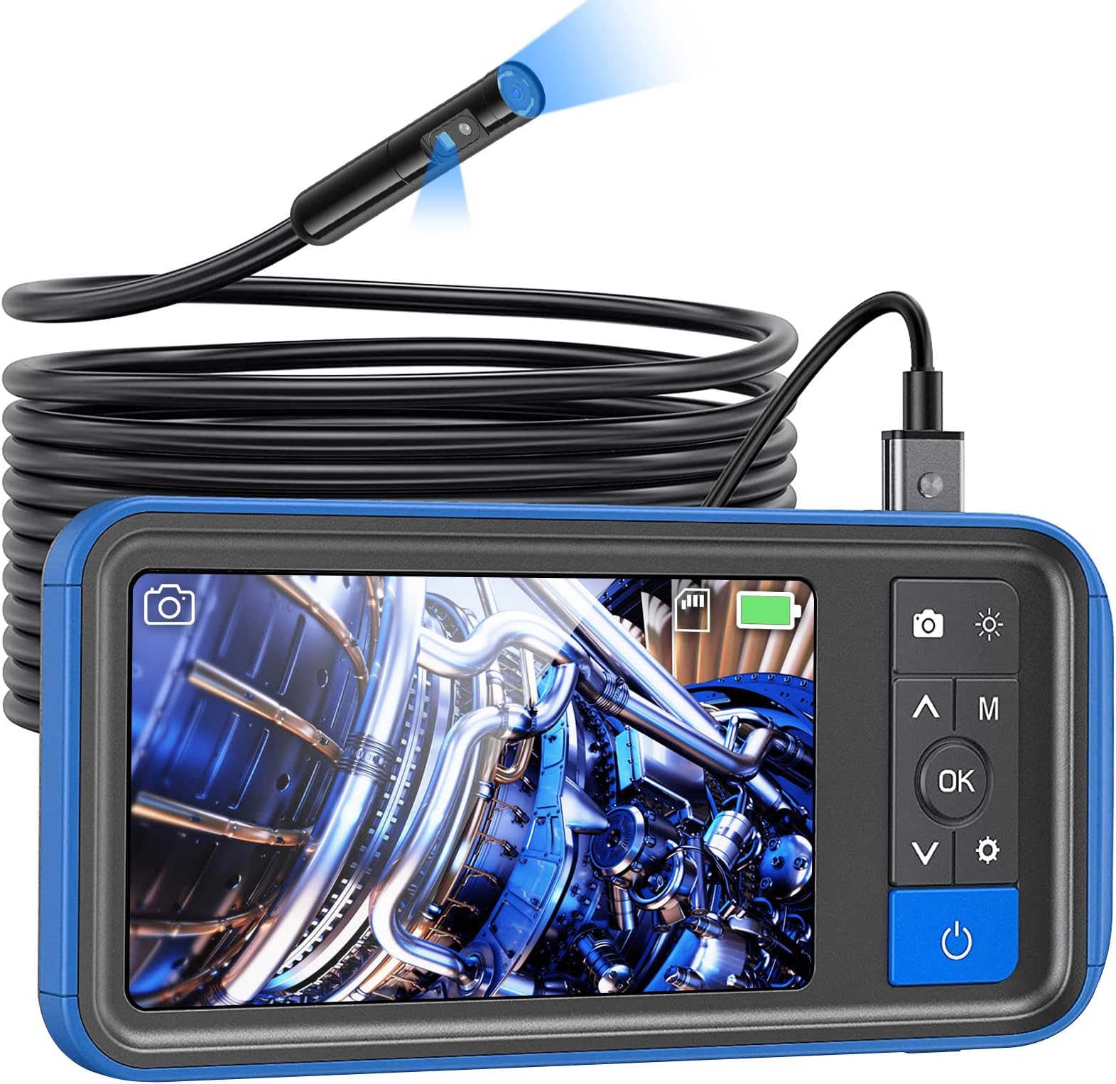 Teslong Dual Lens Endoscope Camera, 4.5 Inch Screen Inspection Camera ...