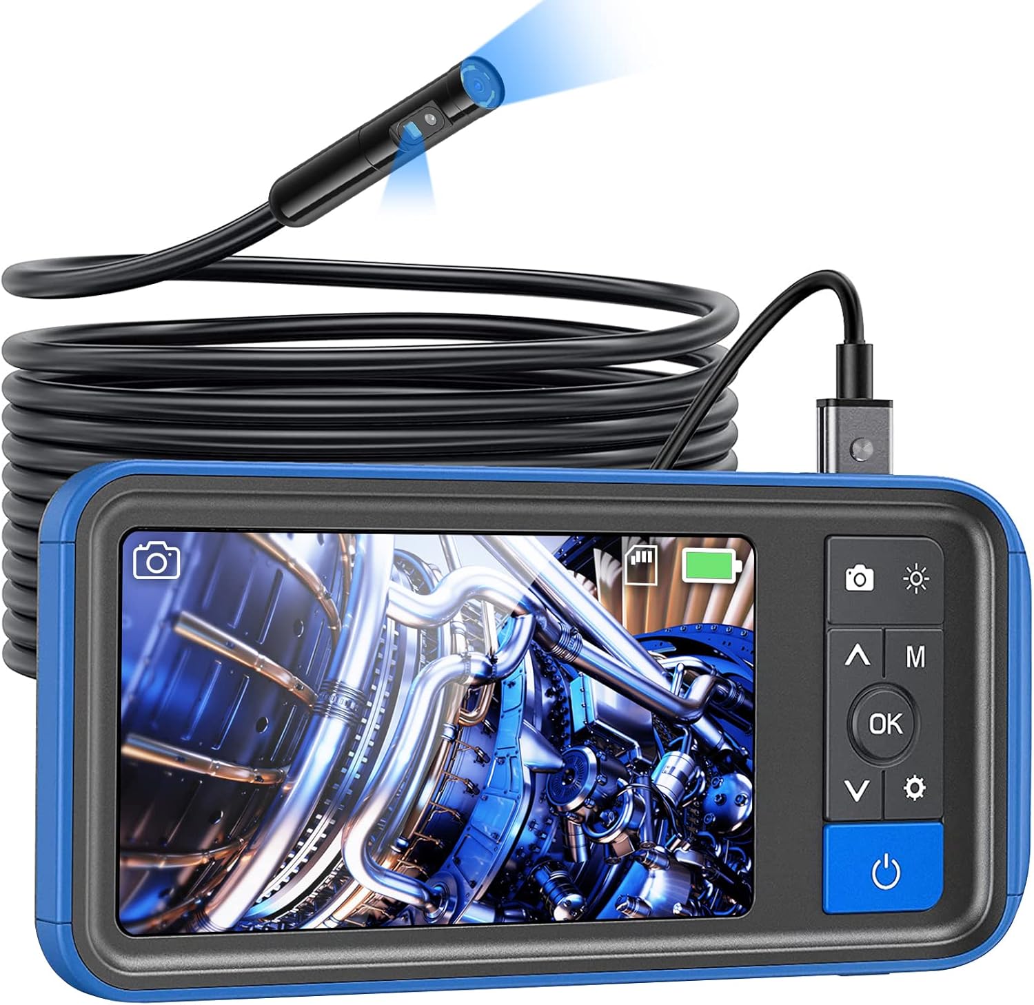 Teslong Dual Lens Endoscope Camera, 4.5 Inch Screen Inspection Camera ...