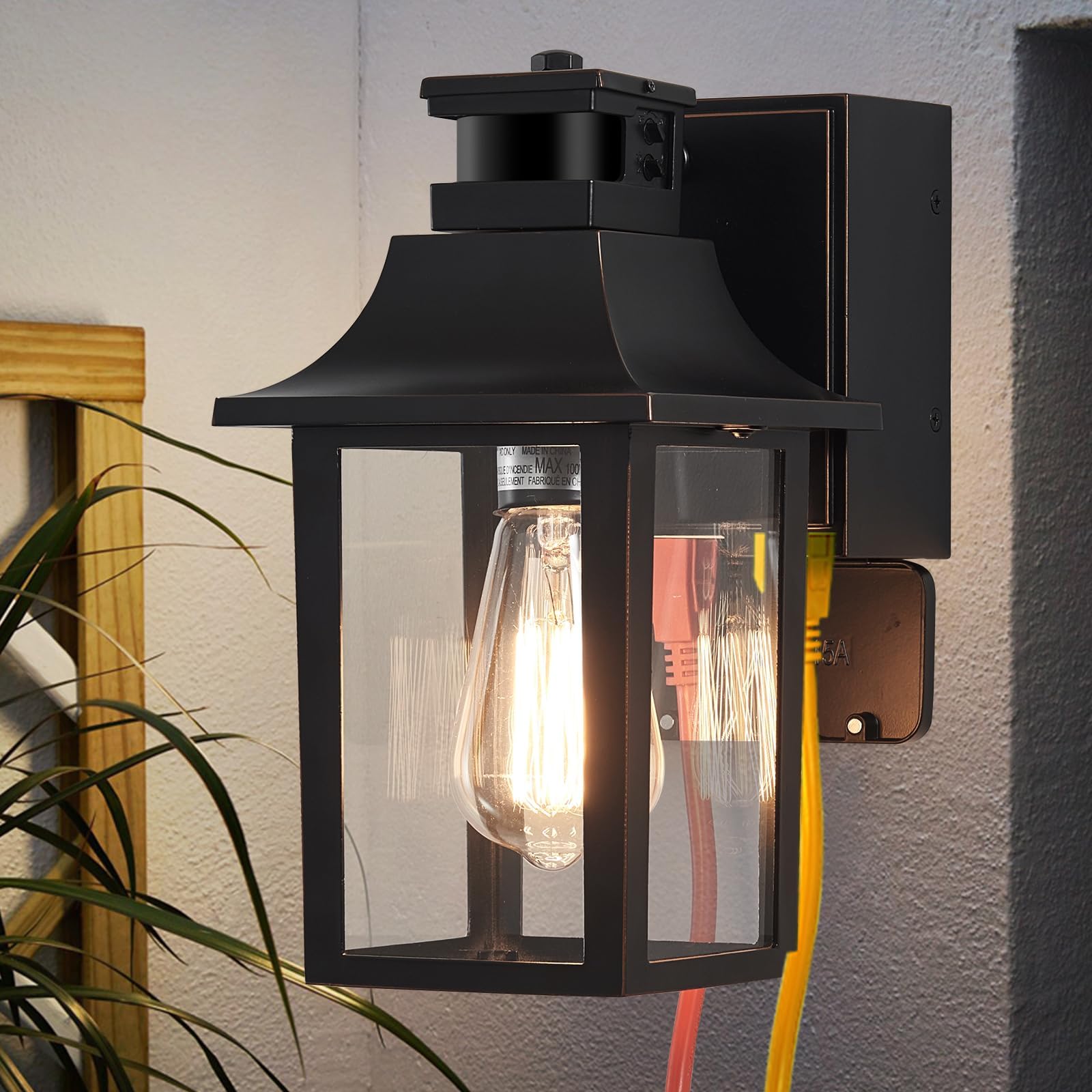 TITOSICHY Porch Light with GFCI Outlet Dusk to Dawn Motion Sensor ...