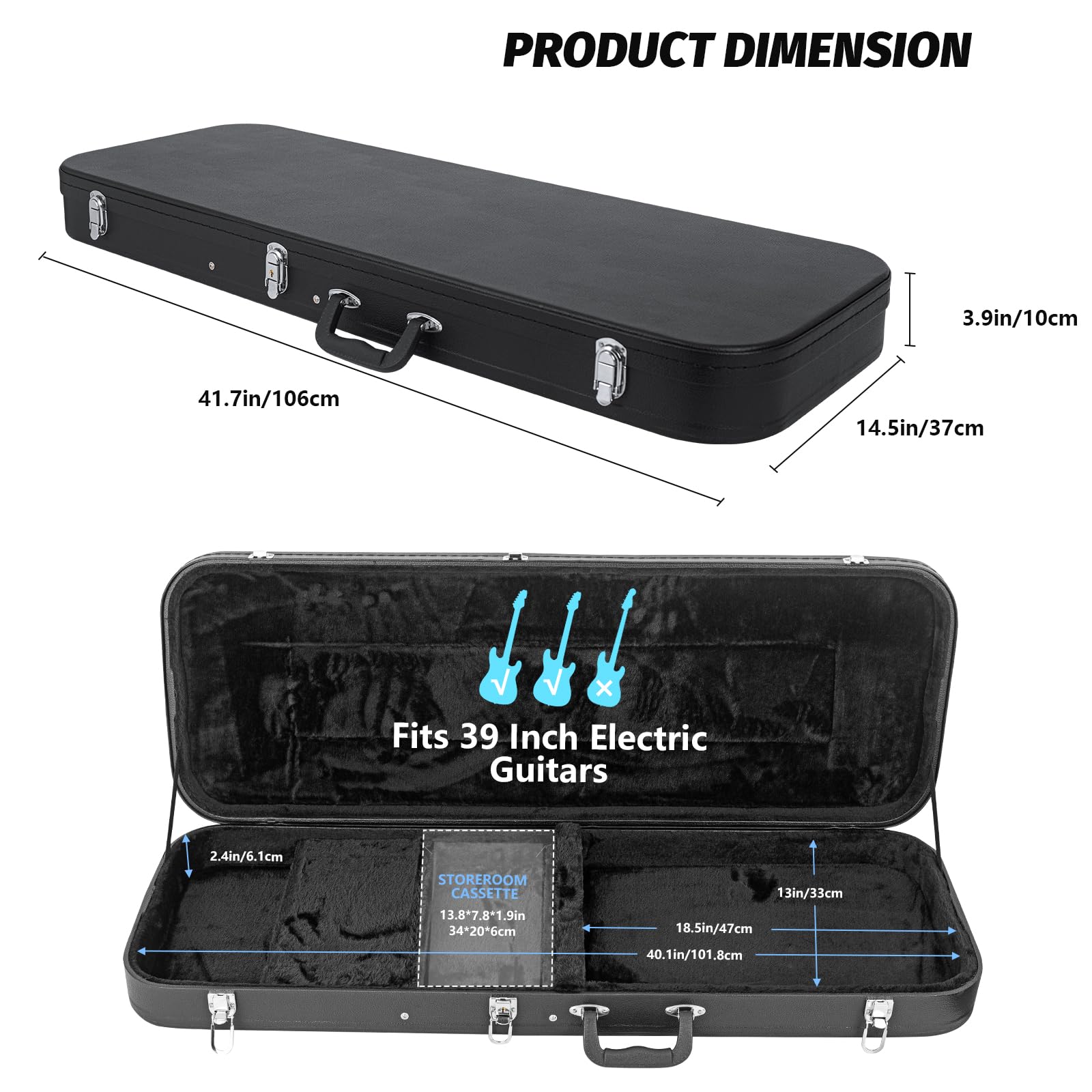 Snapklik.com : LETSROCK Electric Guitar Hard Shell Case, 39-Inch ...