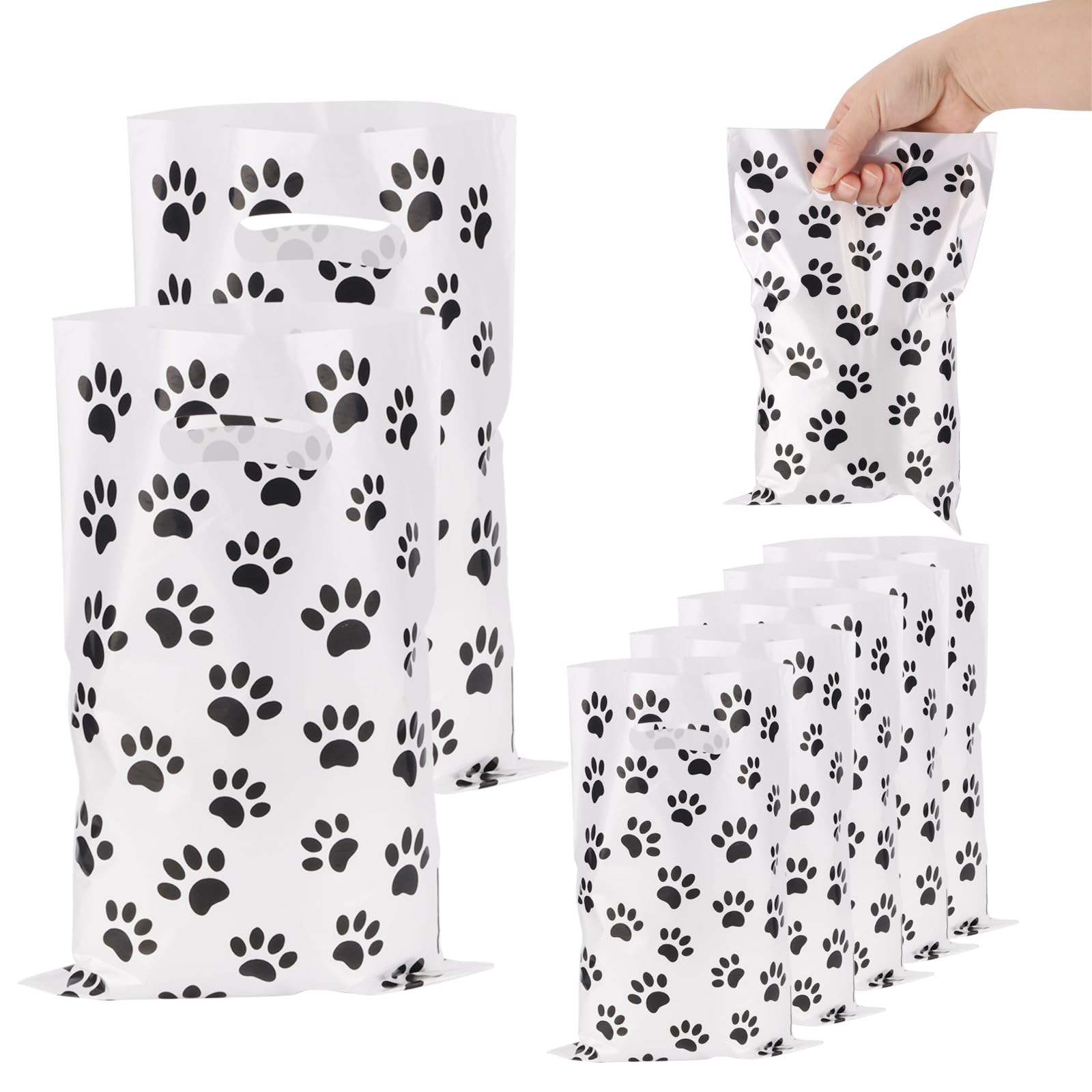 50pcs Paw Gift Bags with Handles, Paw Print Plastic Bags Cute Paw Print ...