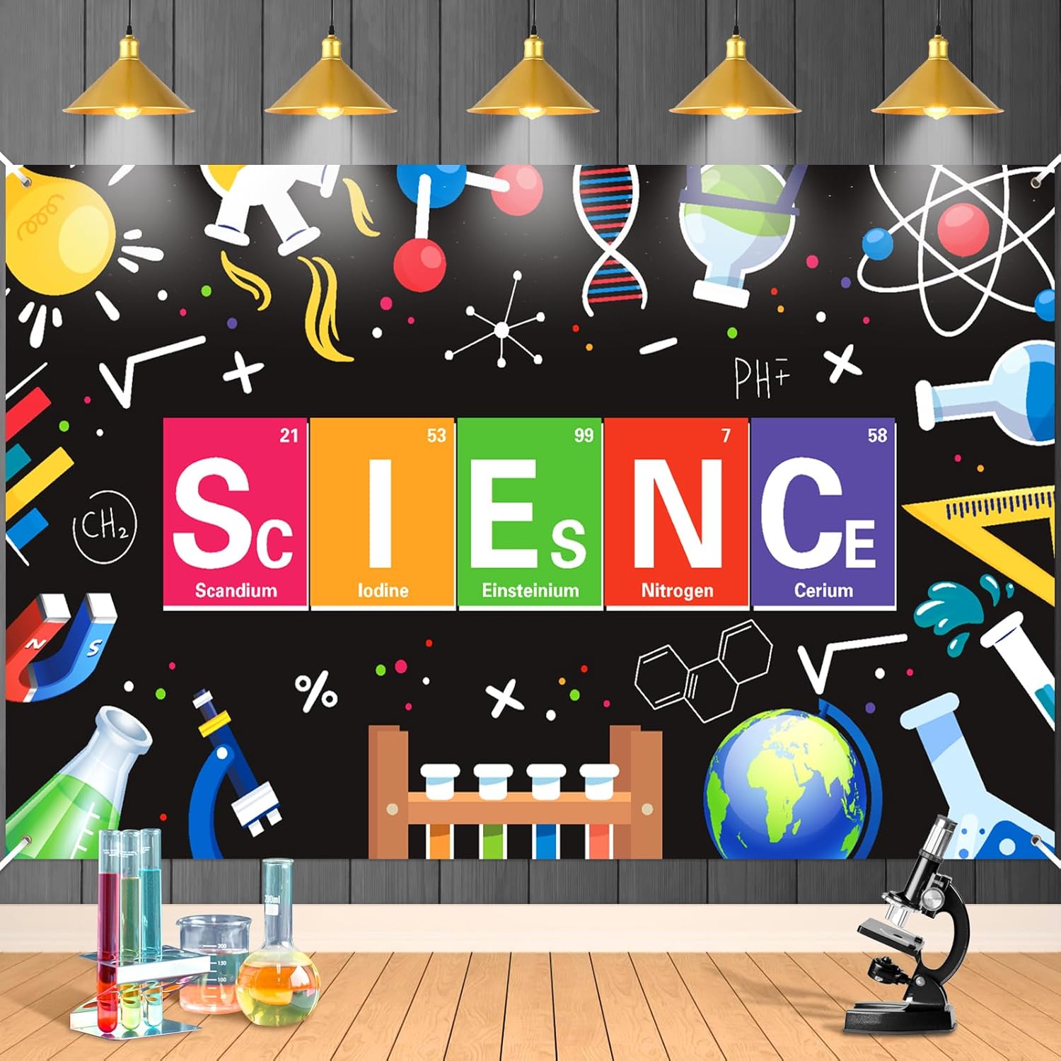 Amazon.com: Science Party Banner Decorations Black Mad Sciencist ...