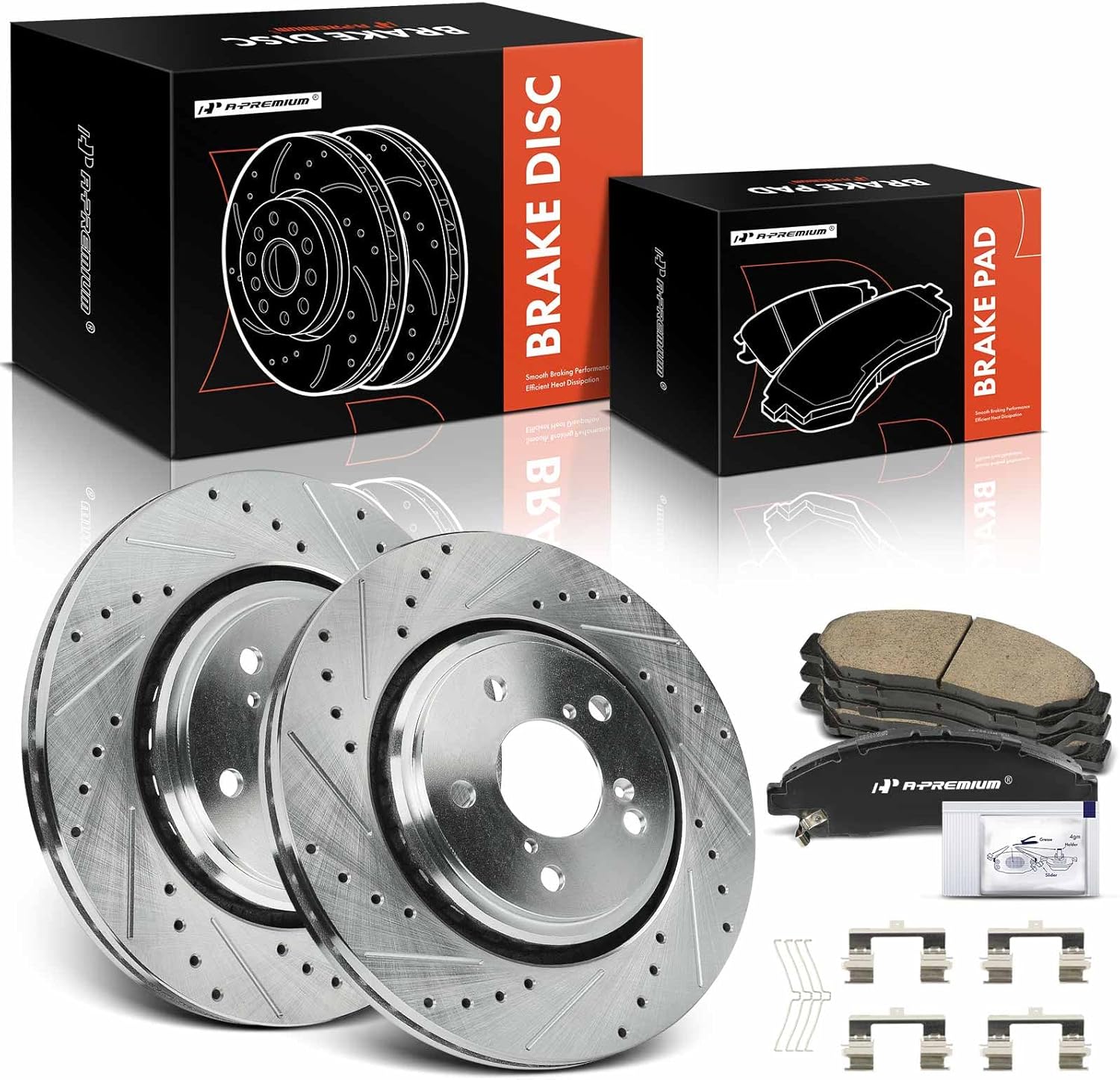 Amazon.com: A-Premium 12.60 inch (320mm) Front Drilled and Slotted Disc Brake Rotors + Ceramic ...