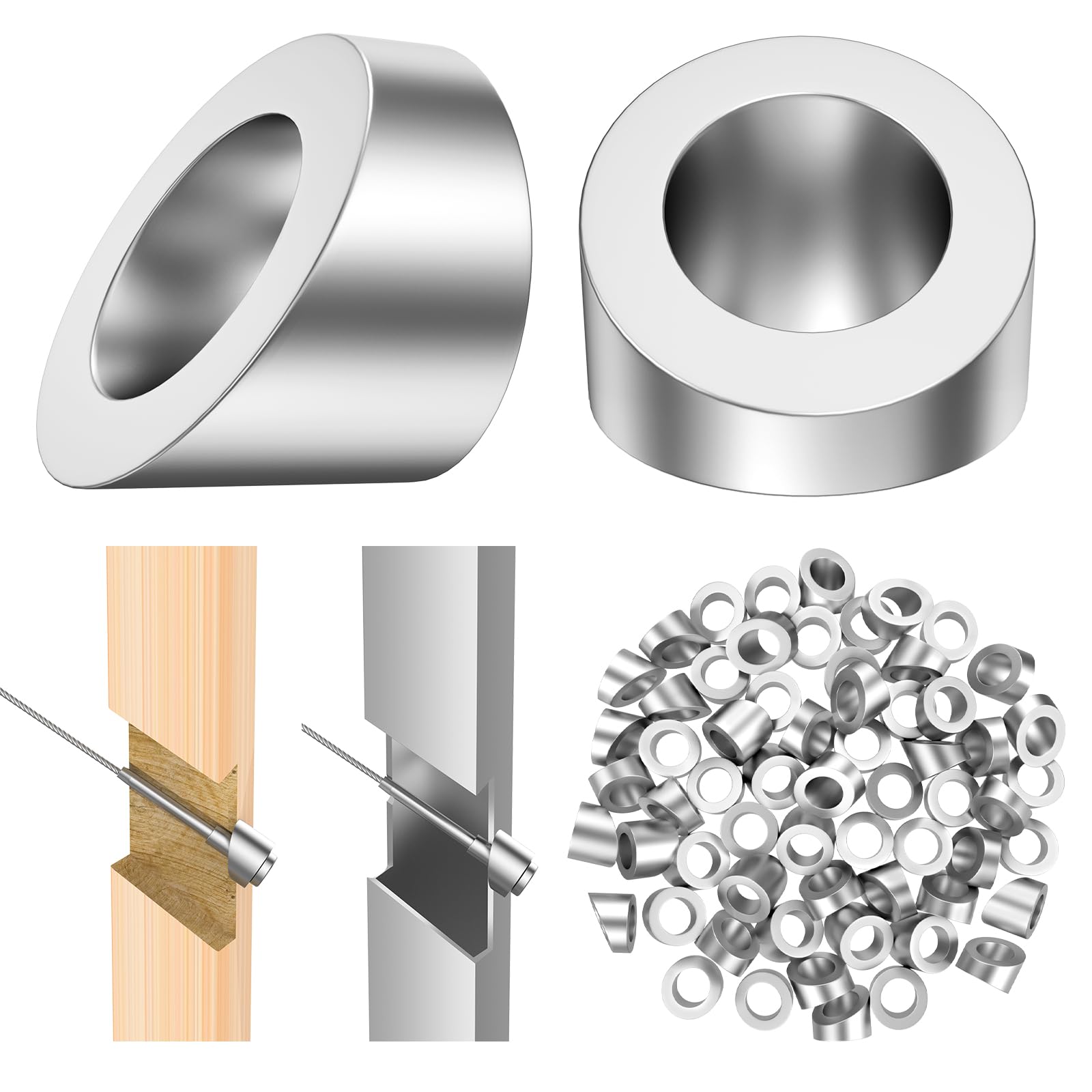 Snapklik.com : BLIKA 60 Pack 5/16" ID Angle Washers For Cable Railing ...