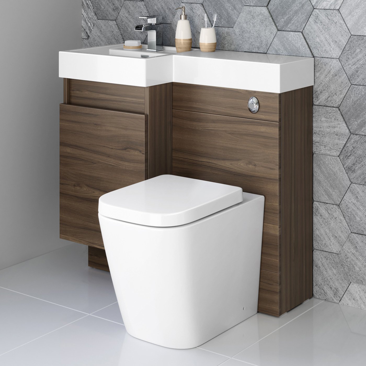 Combined Vanity Unit Basin Concealed Cistern Bathroom Suite Pan Toilet ...