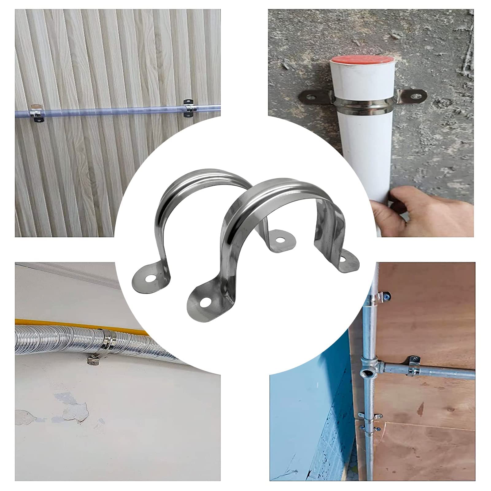 Snapklik.com : NGe 2Inch U Bracket Tube Clip Pipe Strap Clamp Stainless ...