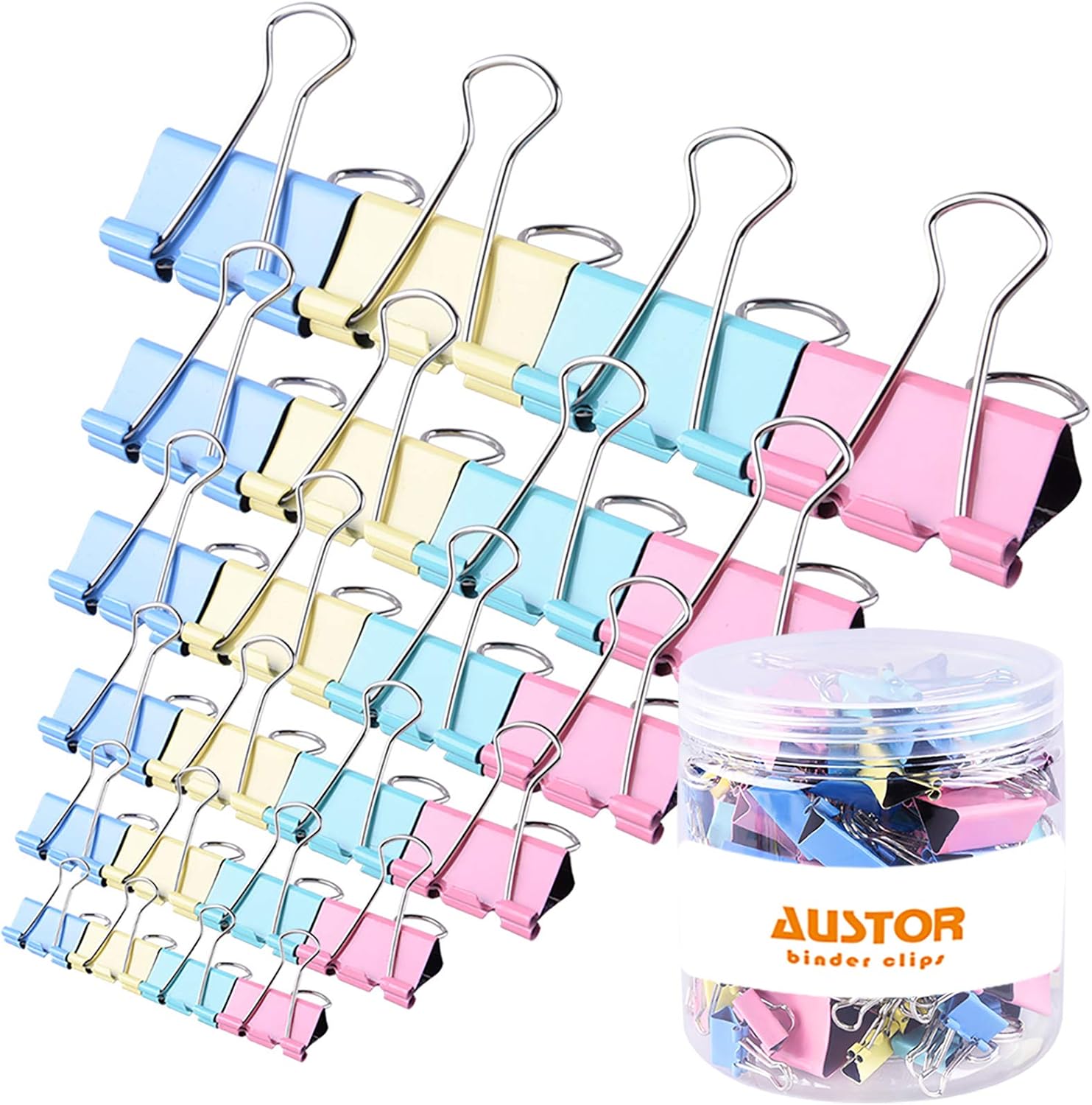 Amazon.com : AUSTOR 110 Pcs Colored Binder Clips Paper Clamp Clips ...