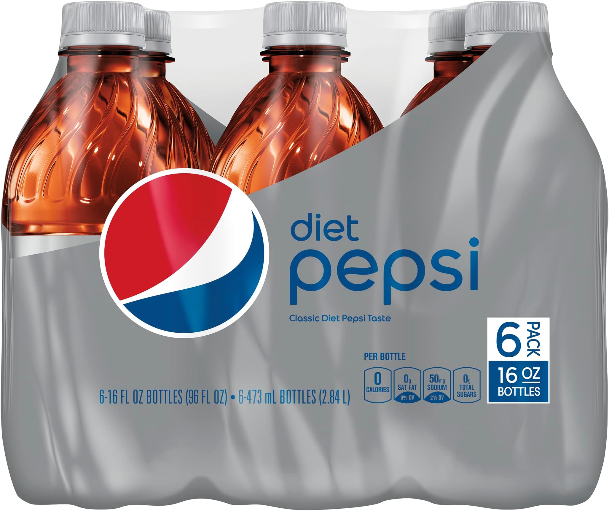 Amazon.com : Diet Pepsi Cola Soda Pop, 16oz Bottles, 6 pack : Grocery ...