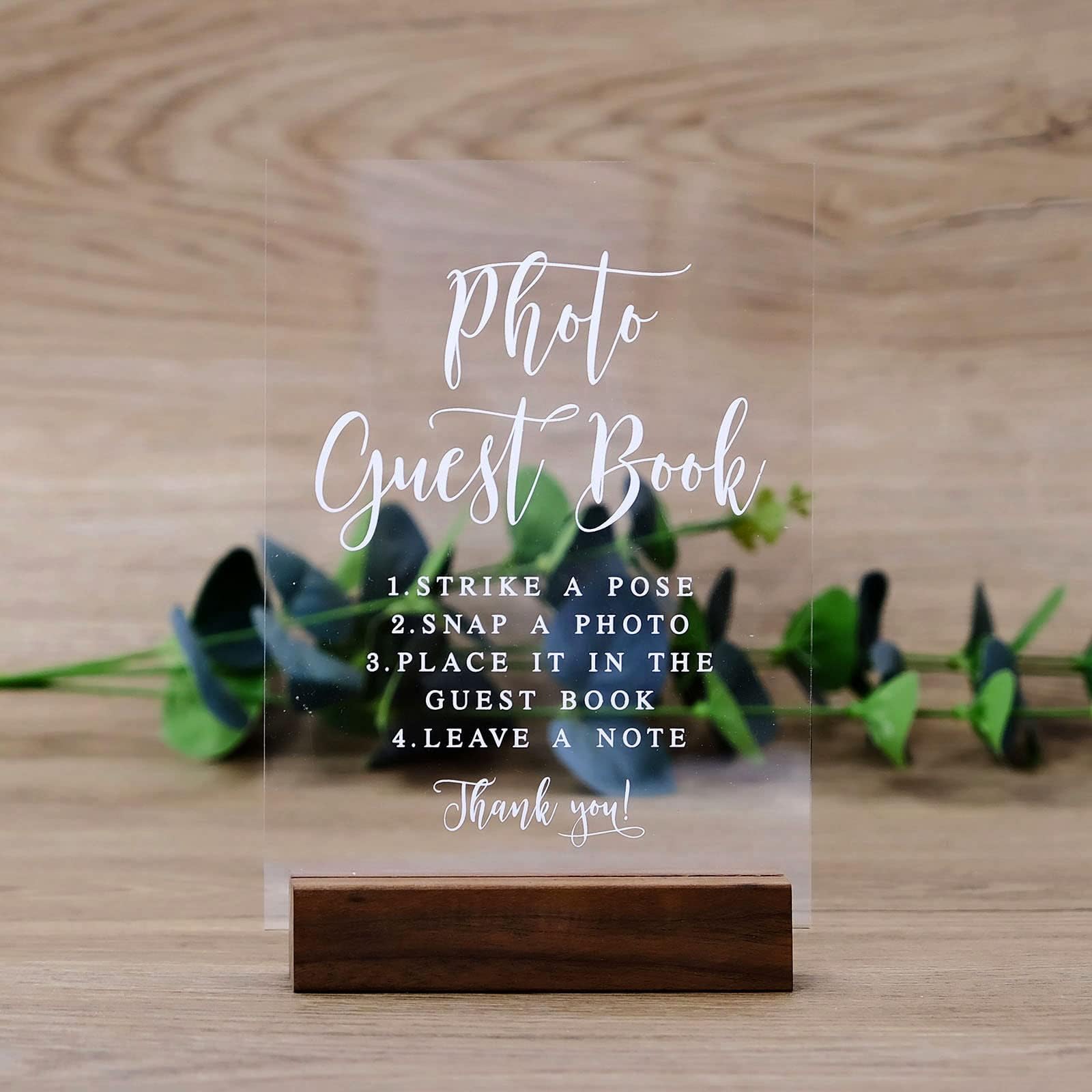 Amazon.com: Photo Guest Book Sign with Wood Stand- 5”x 7" Clear Acrylic ...