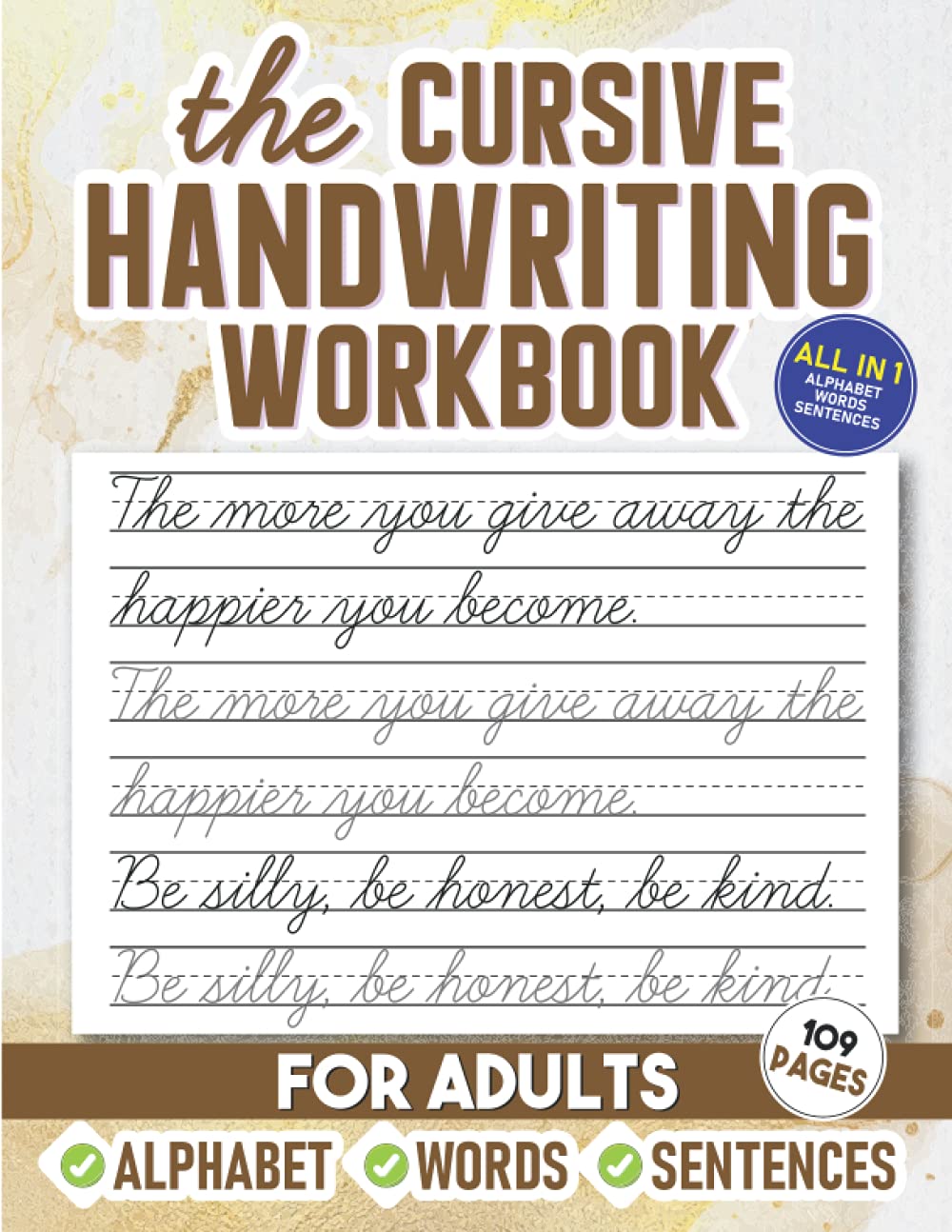 Buy Cursive Handwriting Workbook For Adults: Practice Sheets To Improve ...