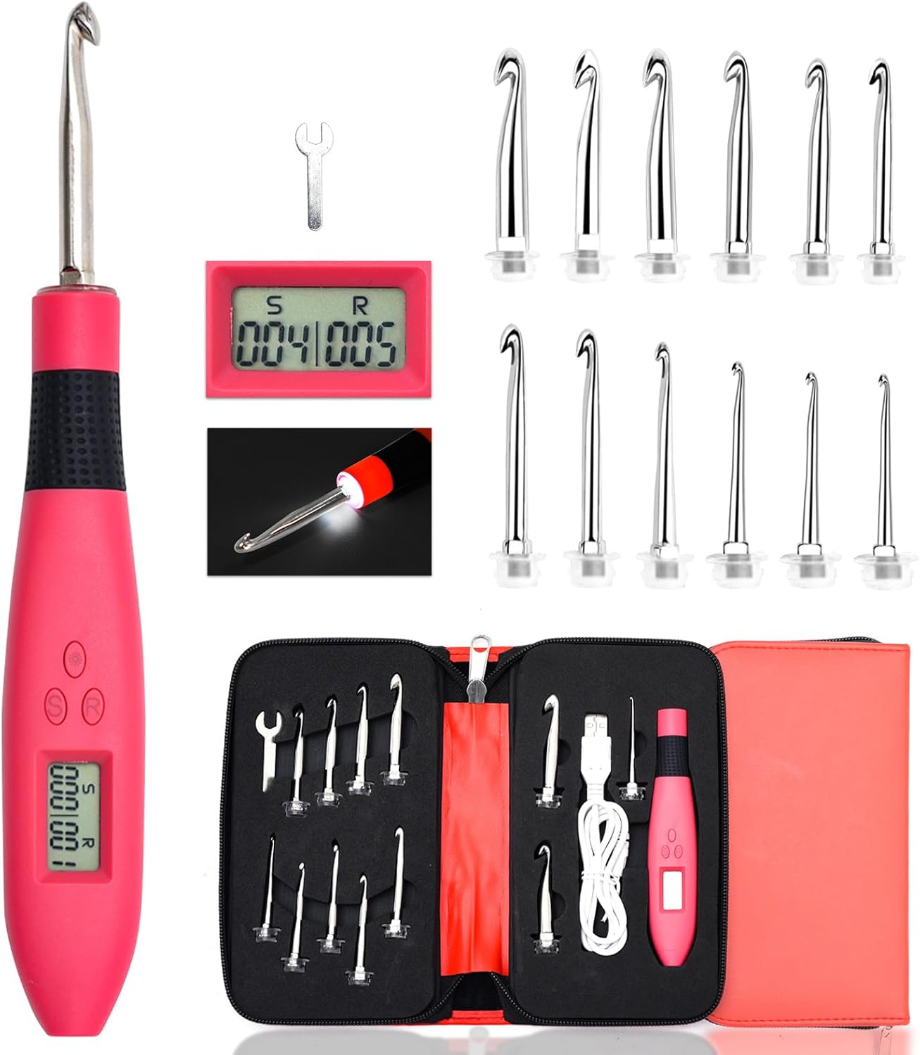 Amazon.com: 12 Sizes Counting Crochet Hook Set,Lighted Crochet Hooks ...