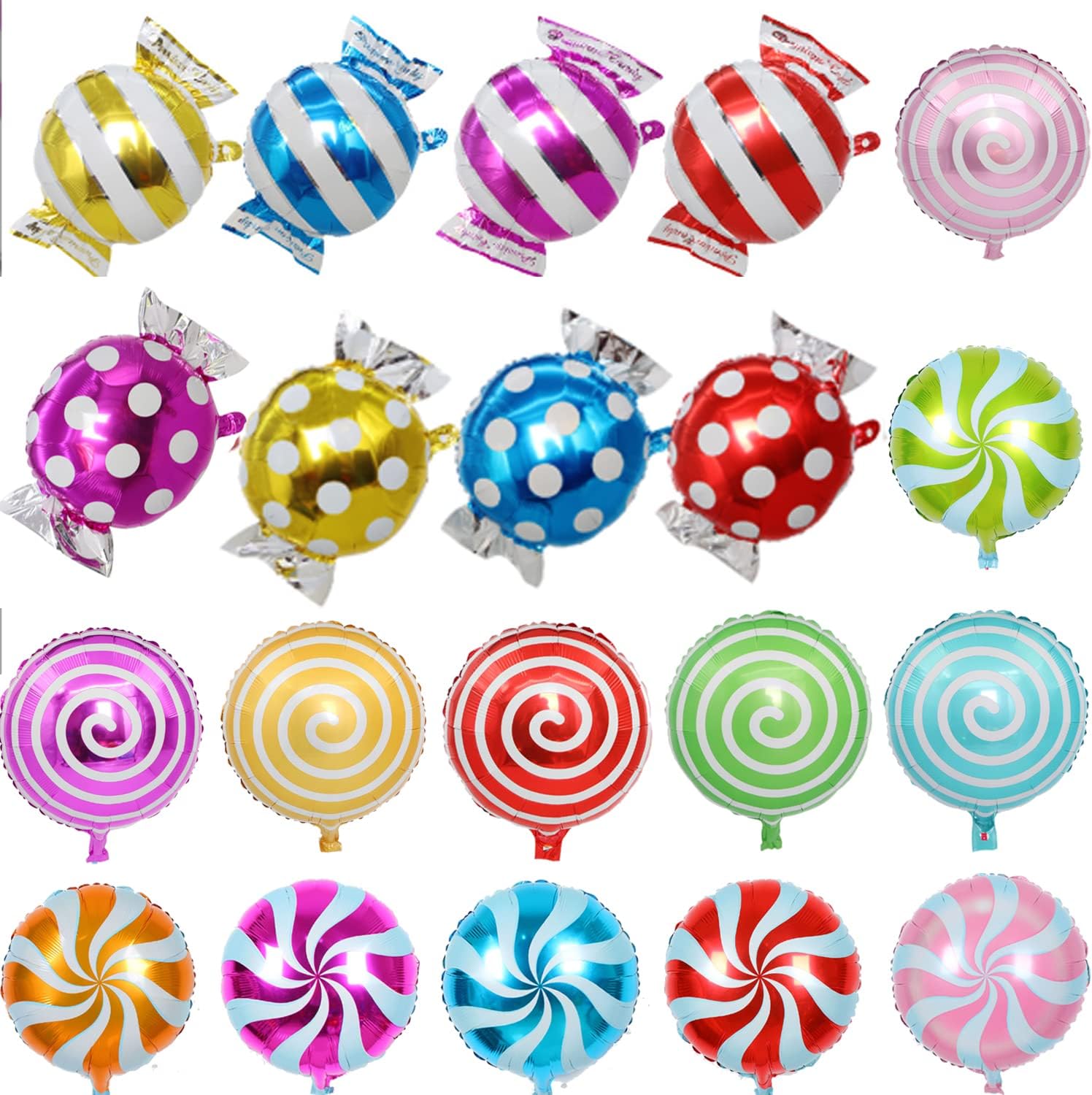 Amazon.com: Sweet Candy Balloon Set Candies Theme Swirl Helium Mylar ...