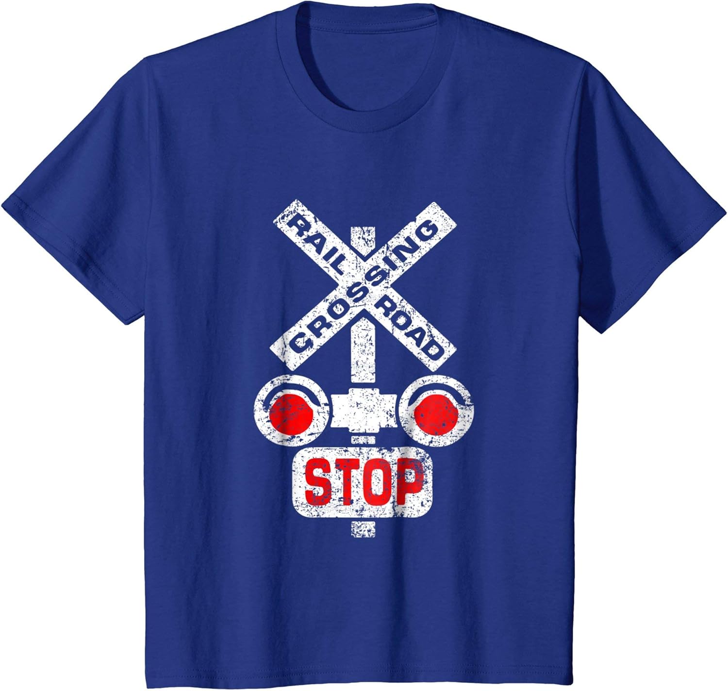 Amazon.com: COOL DISTRESSED RAILROAD CROSSING SIGN T-SHIRT Stop Warning ...