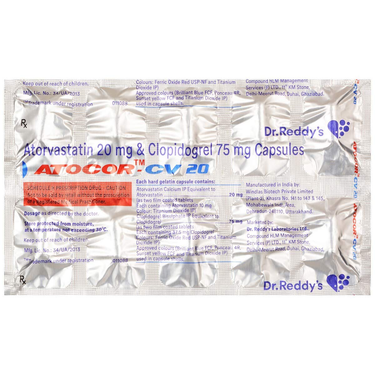 Atocor-CV 20mg - Strip of 10 Capsules : Amazon.in: Health & Personal Care