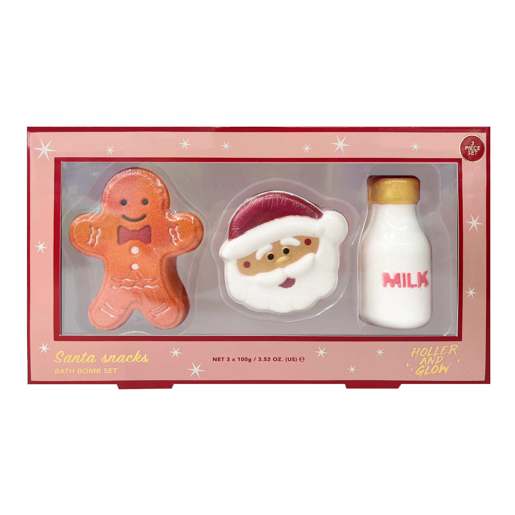 Holler and Glow Santa Snacks Festive Bath Bomb 3-Piece Gift Set ...
