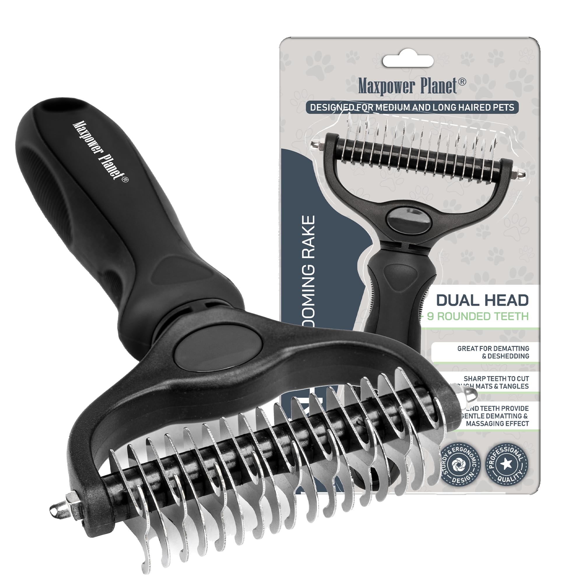 Maxpower Planet Pet Grooming Brush - Double Sided Shedding, Dematting ...