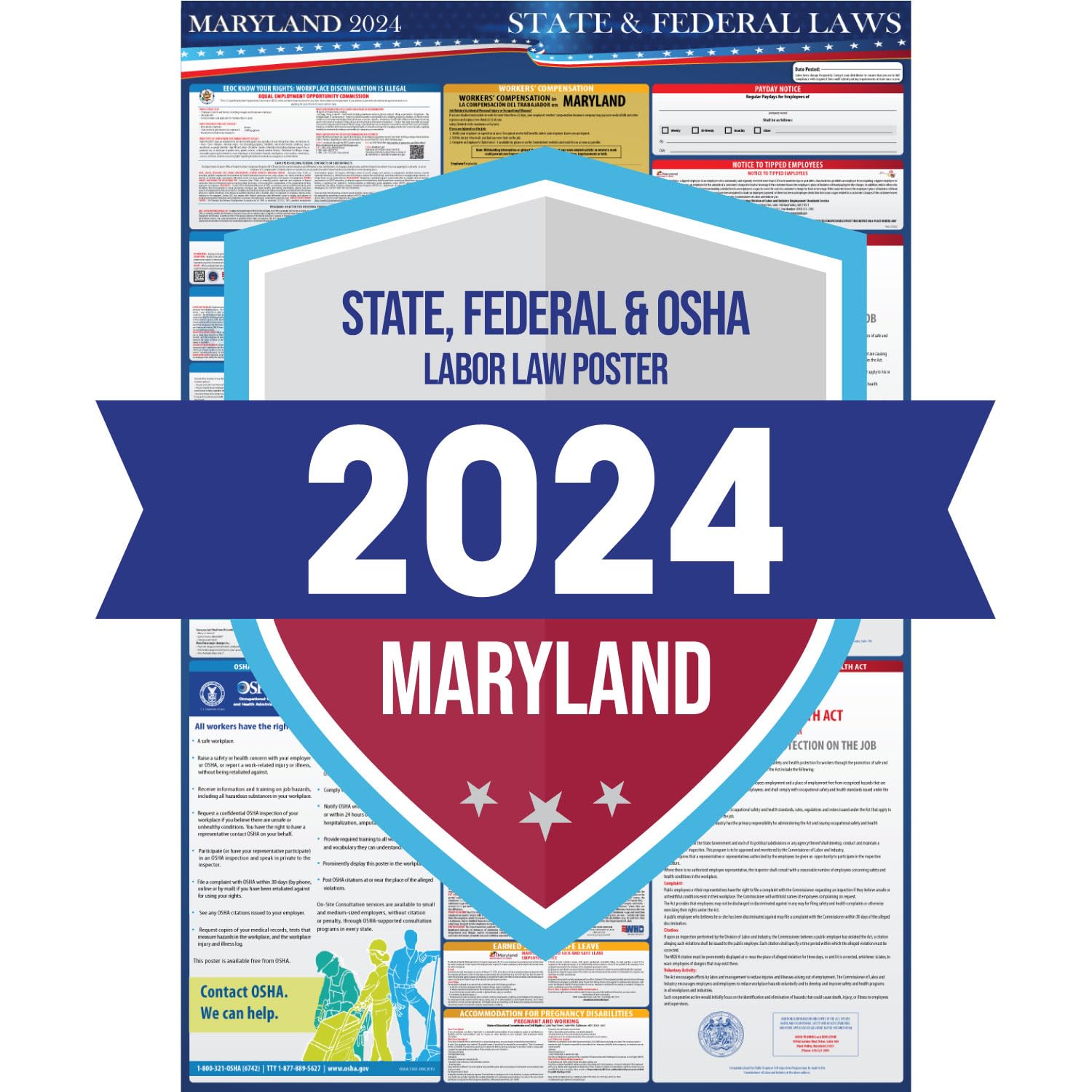Amazon.com: 2024 Marlyland State and Federal Labor Law Poster - OSHA ...