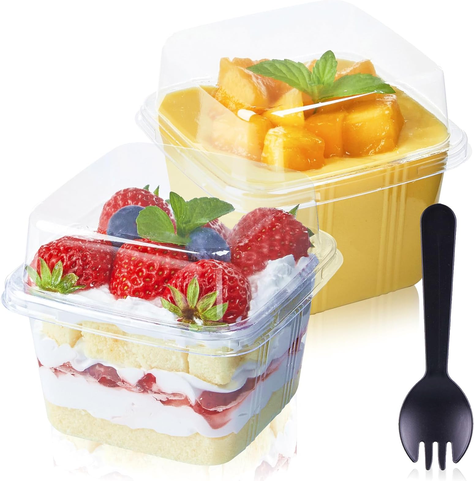 Amazon.com | YOIYINI 25Pcs 8oz Mini Square Clear Dessert Cups with Lids ...