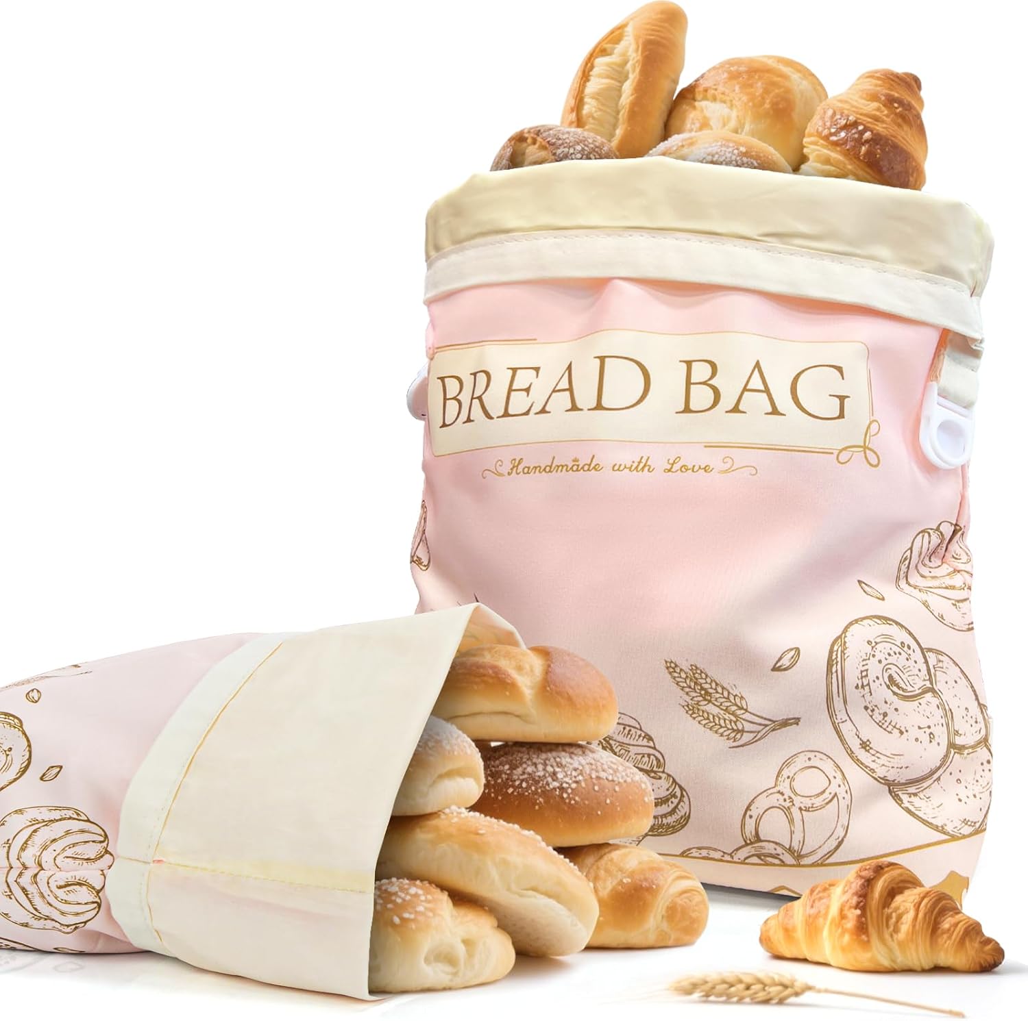 Amazon.com: Pink Reusable Beeswax Bread Bag, 2 Pack, 13”x17” XL Cotton ...