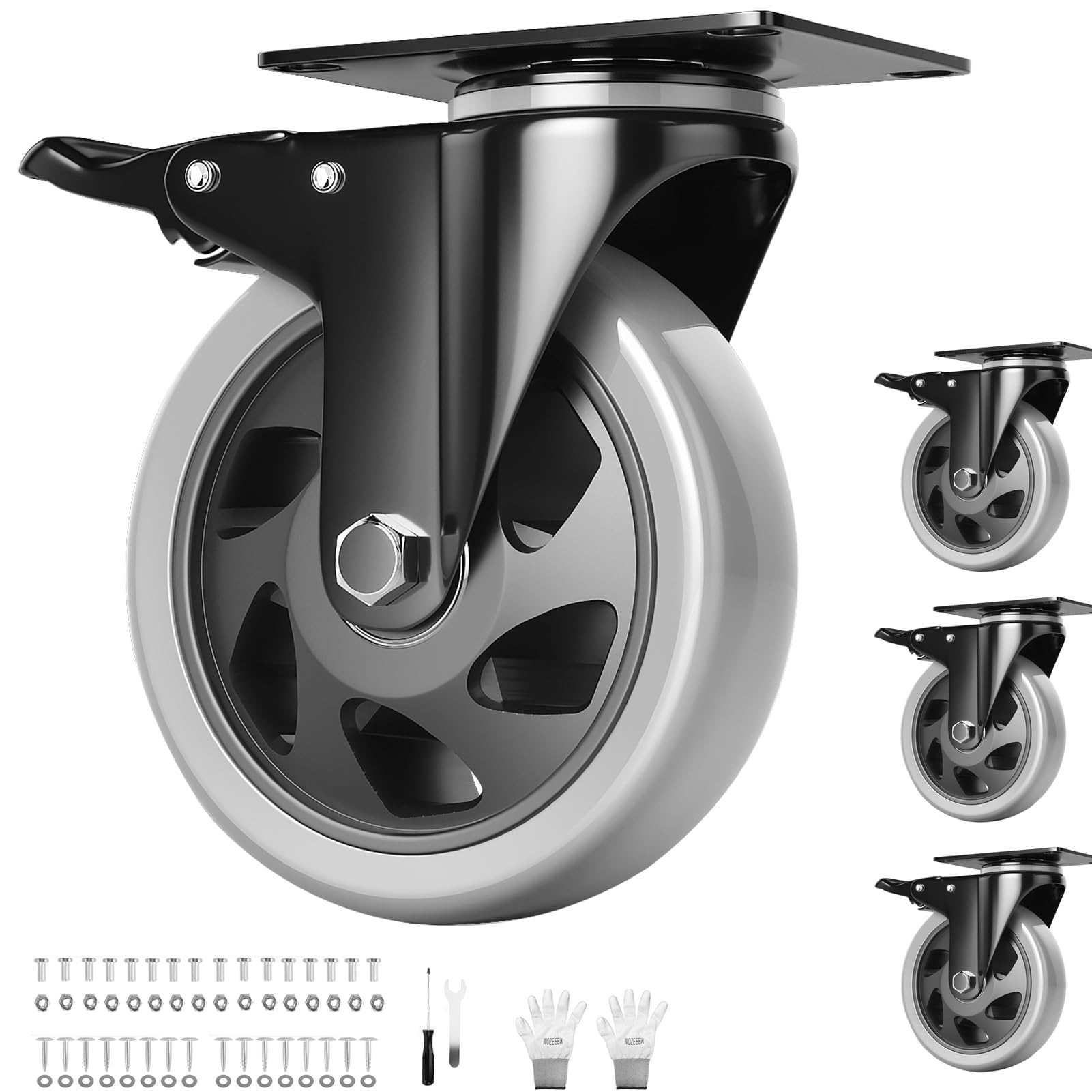 Snapklik.com : Casters Set Of 4 Heavy Duty,5 Inch Caster Wheels