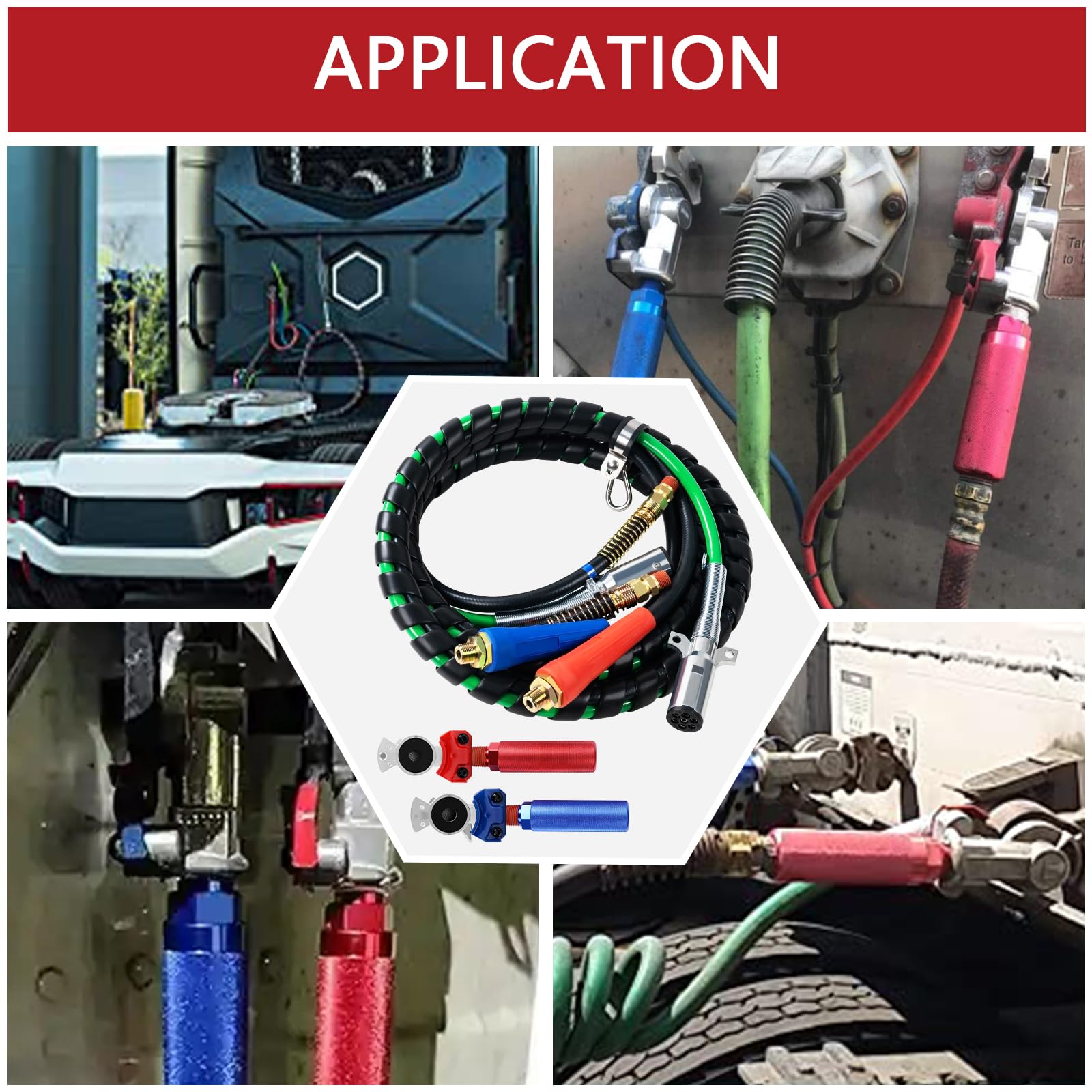Semi Truck Accessories 12ft 3 In 1 ABS & Power Air Line Hose Kit ...