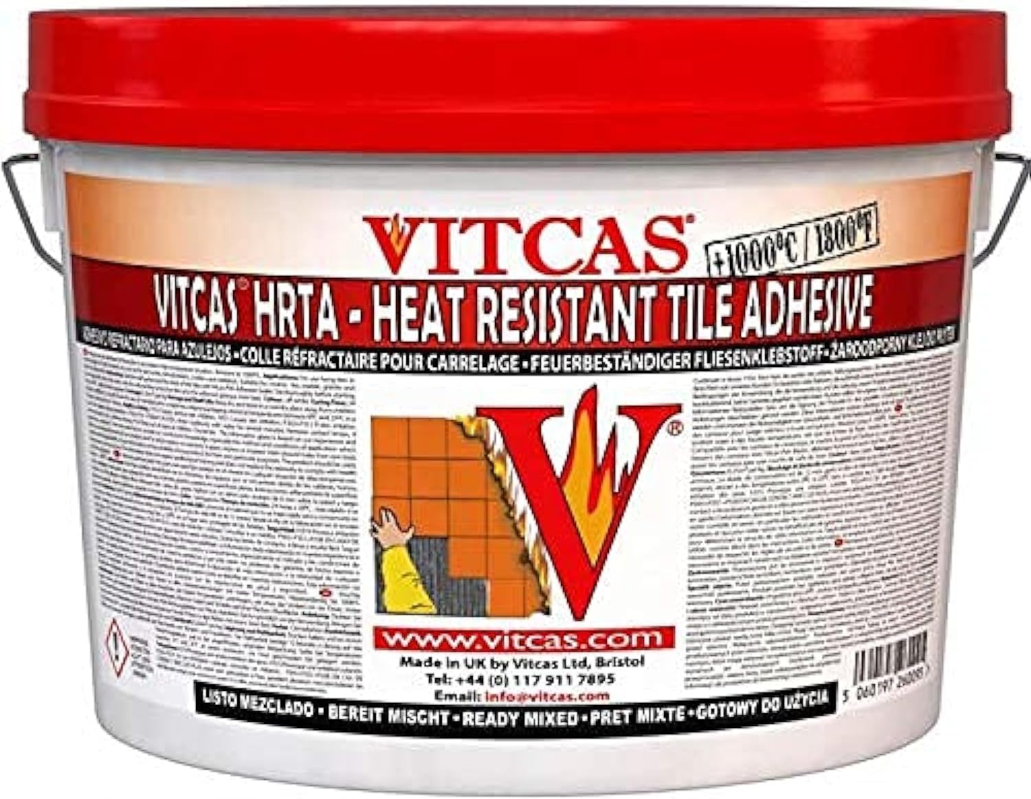 VITCAS Heat Resistant Tile Adhesive – Ceramic Tile Glue – Fireproof ...