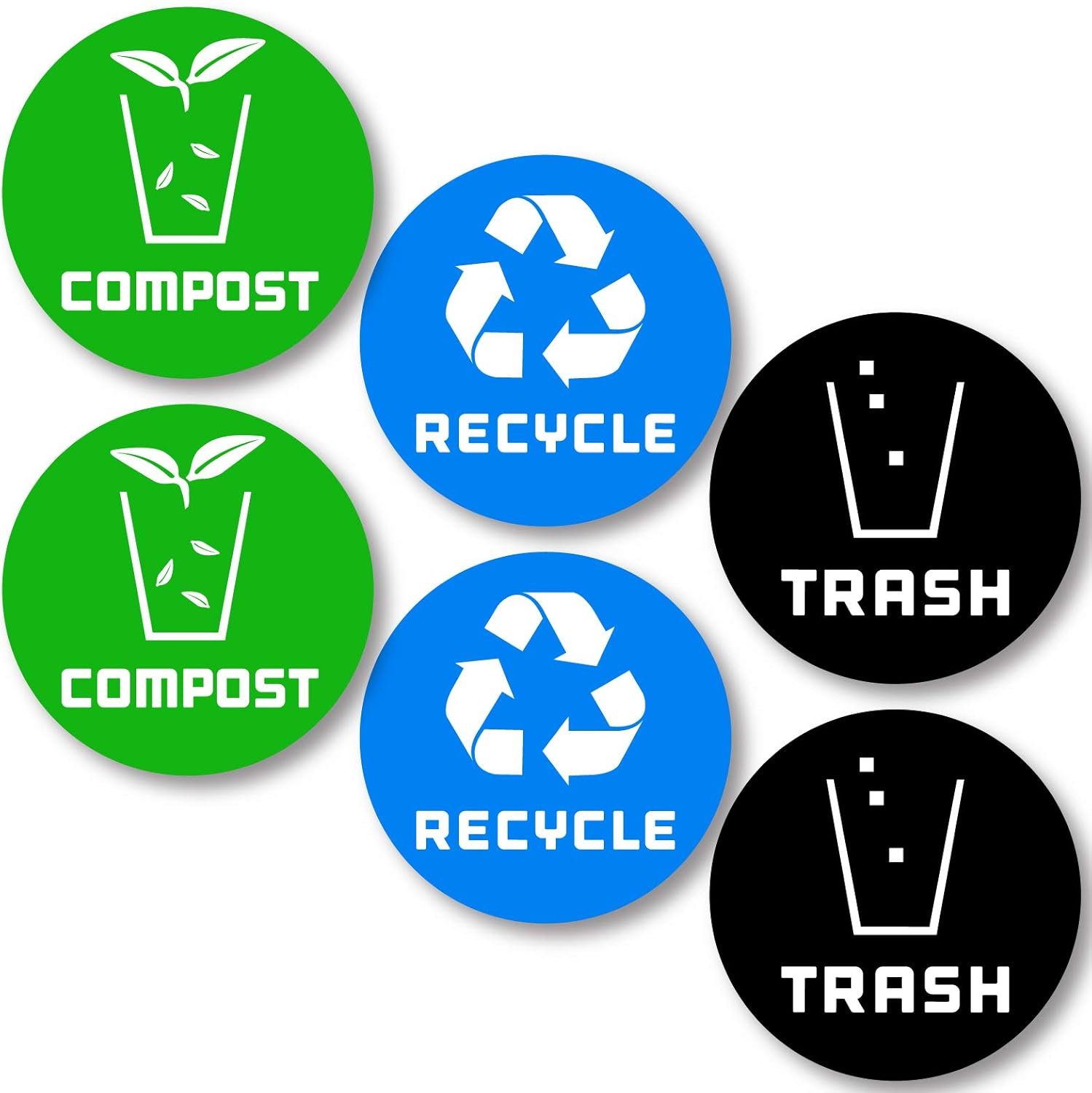 6 Pack 4in X 4in Recycle Logo And Trash Can Sticker To Organize Your 6-pack-4in-x-4in-recycle-logo-and-trash-can-sticker-to-organize-your
