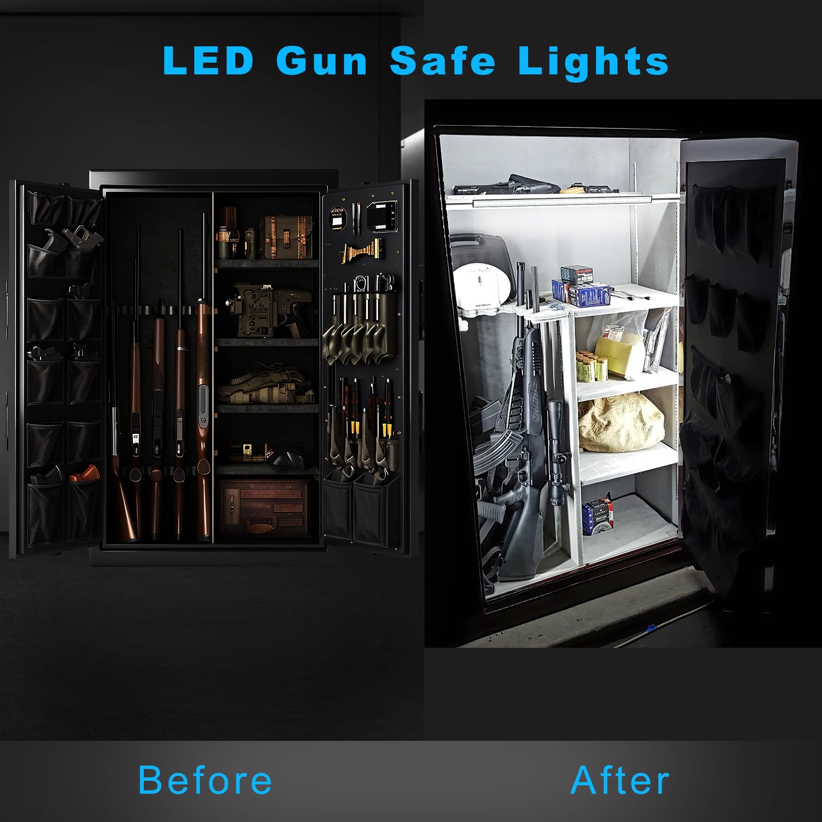 Lighted Gun Cabinet 5 Rifle Long Heavy Duty Gun Cabinet With Digital