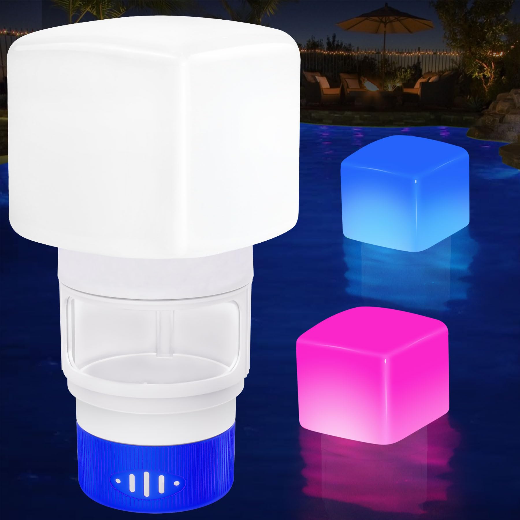 Amazon.com : LanSuper Pool Chlorine Floater with Colorful Lights,Solar ...