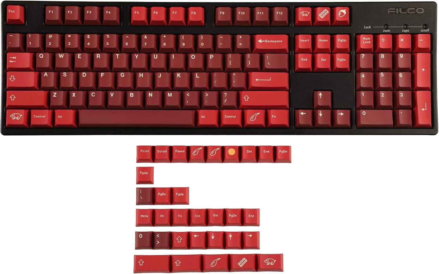 Amazon.com: 136 Key Jamon Cherry Profile Five Side Dye Sub Keycaps PBT ...