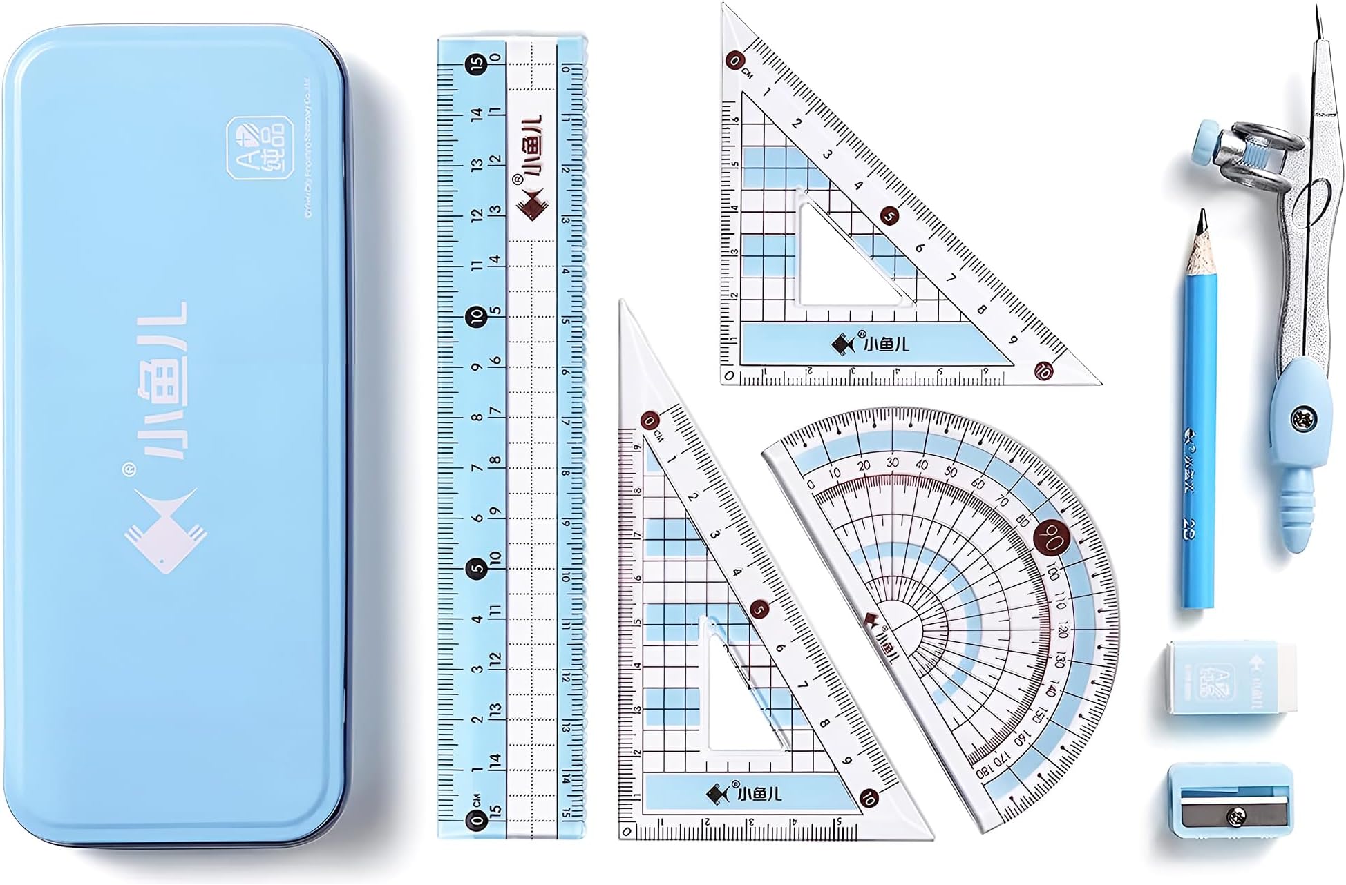 MeetUs 8 Pcs Compass/Math Set for Students with Shatterproof Storage ...