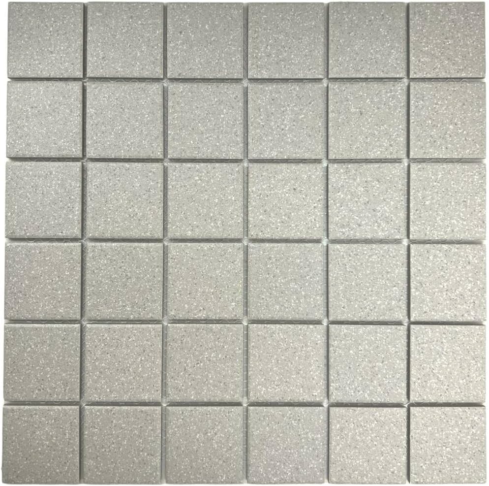 Tenedos Grey Speckled Unglazed Porcelain Mosaic Square 2x2 inch Floor ...