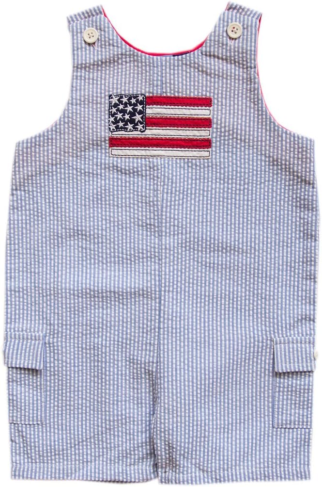 Amazon.com: Good Lad Newborn/Infant Boys Seersucker Shortall with Flag ...