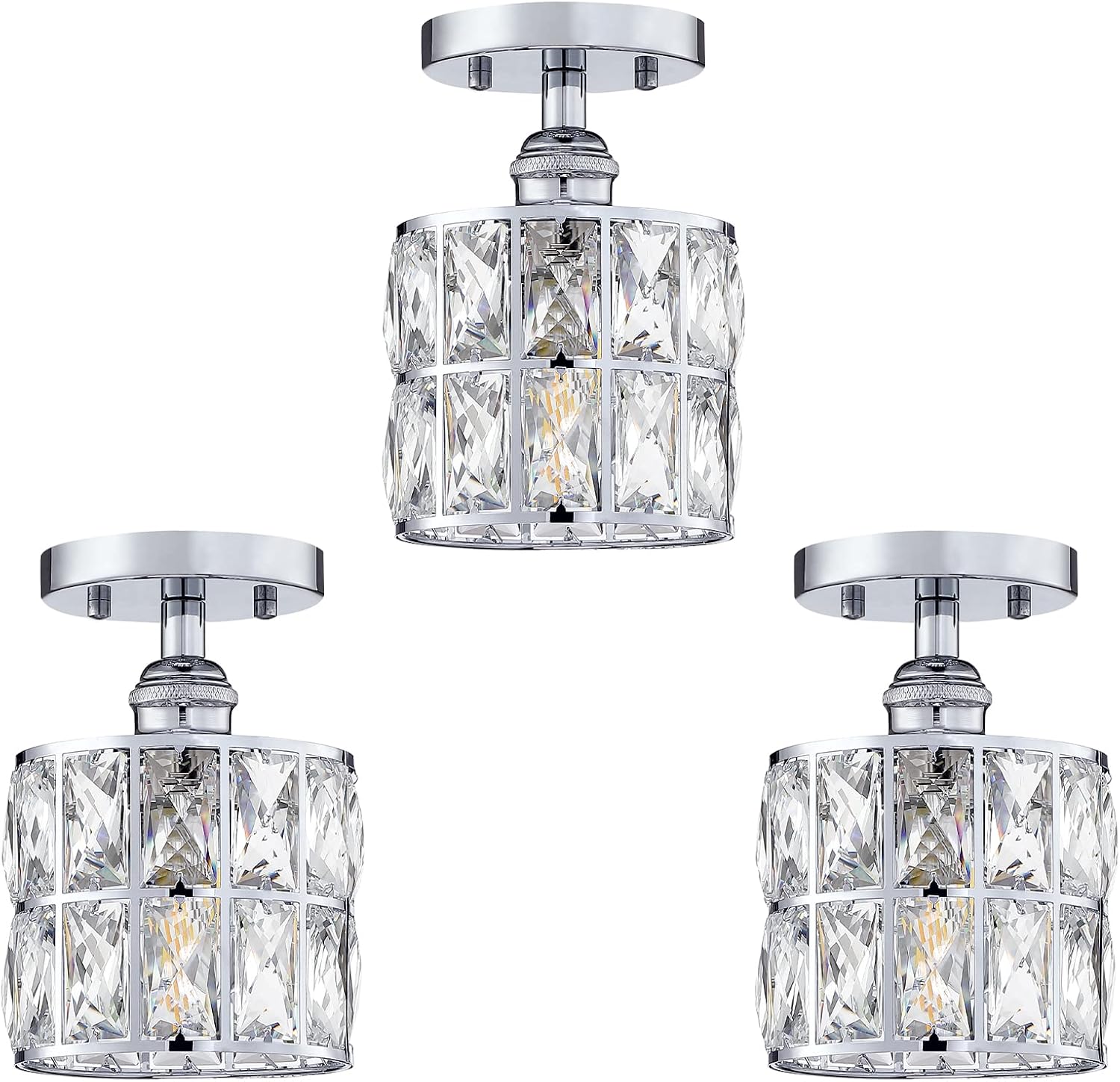 Dolaimy House 3 Pack 1 Light Crystal Kitchen Island Pendant Ceiling ...
