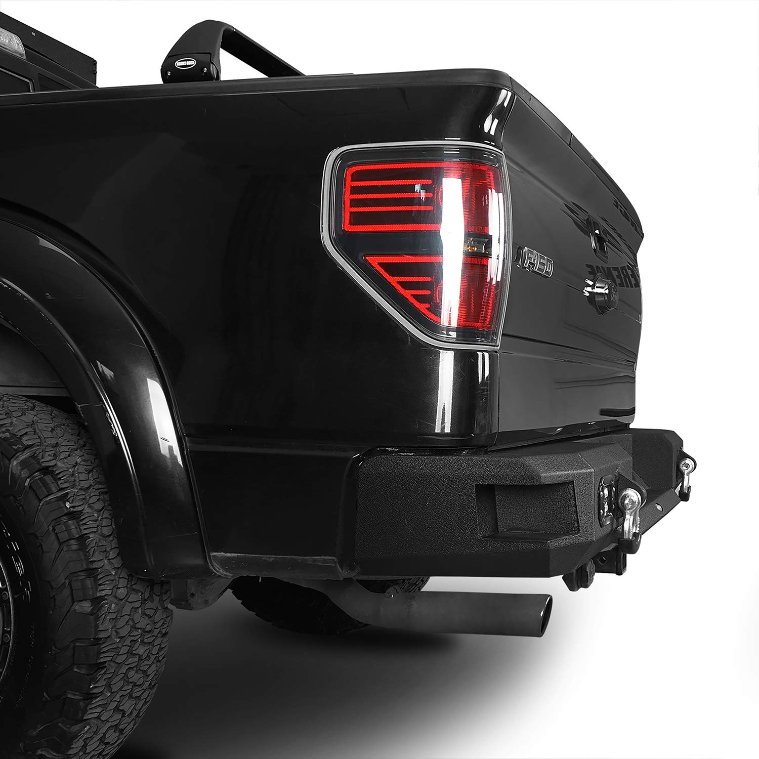Hooke Road F150 Rear Back Bumper Aftermarket Black Step Bumper ...
