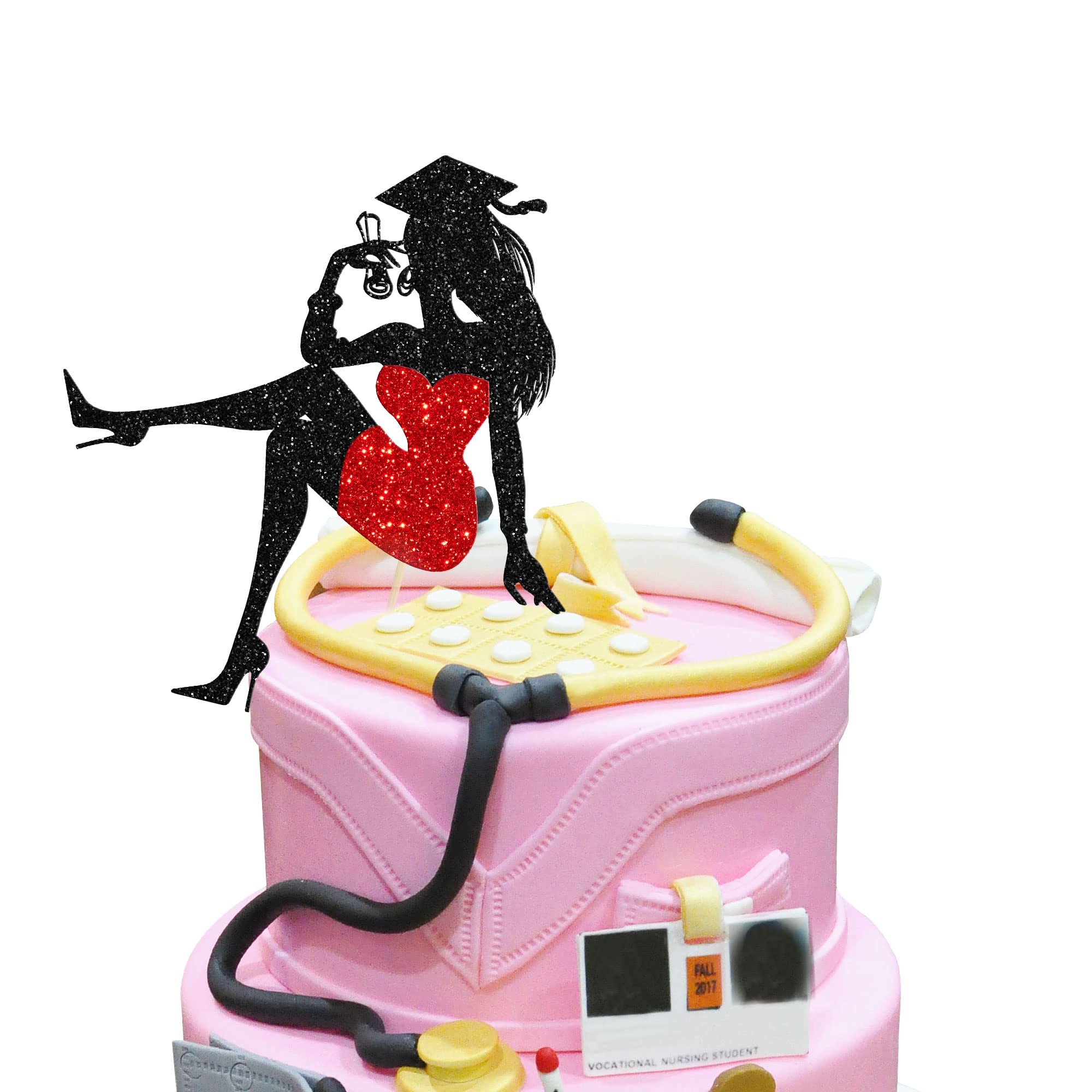 Amazon.com: Gyufise 1Pcs 2024 Graduation Cake Topper with Glitter Grad ...