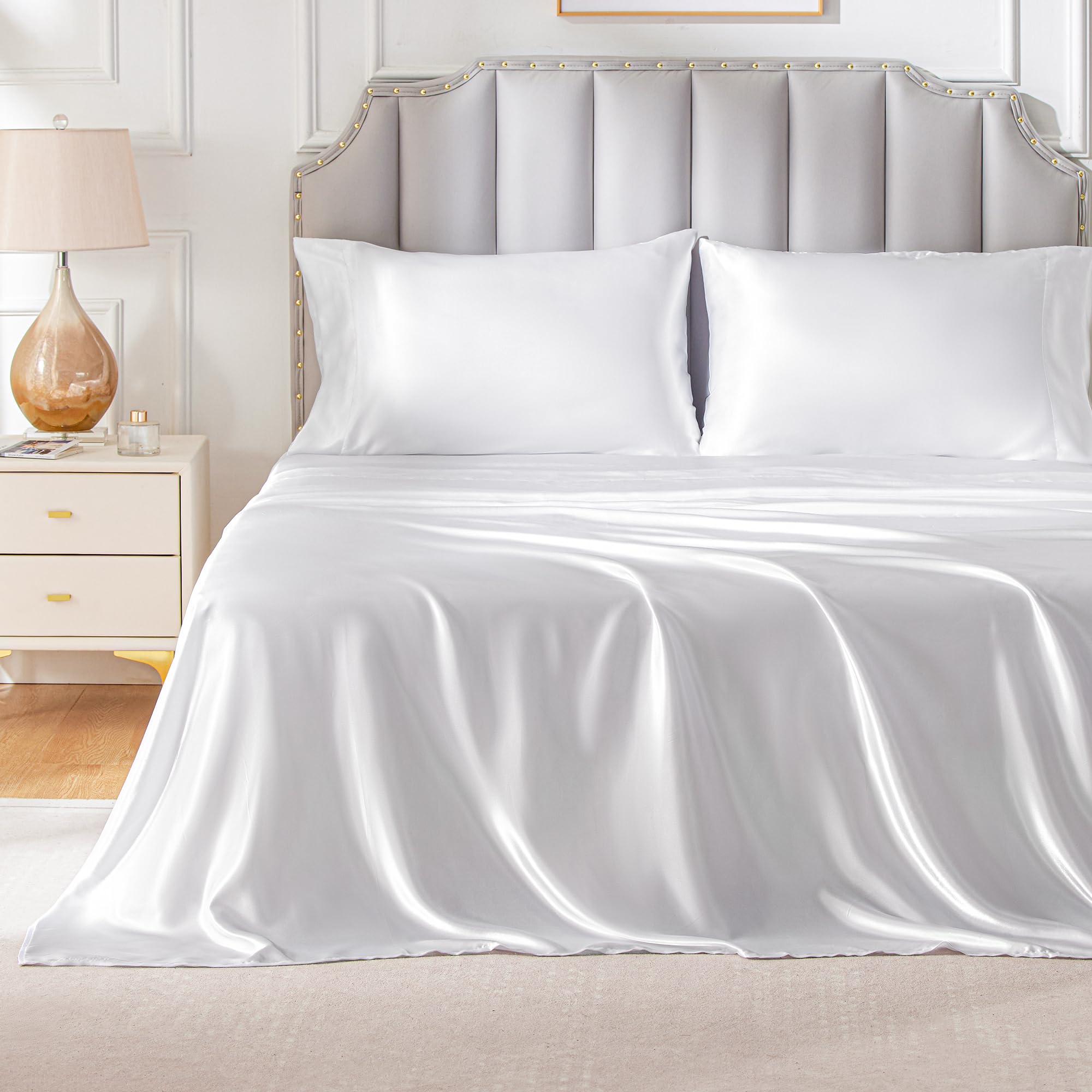 Amazon.com: FreshCulture Satin Sheets King Size, Silky Soft Satin Bed ...