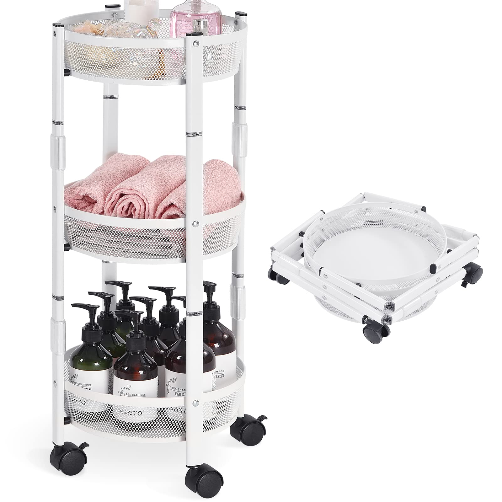Snapklik.com : KINGRACK Folding Storage Trolley In One Second, 3-Tier ...