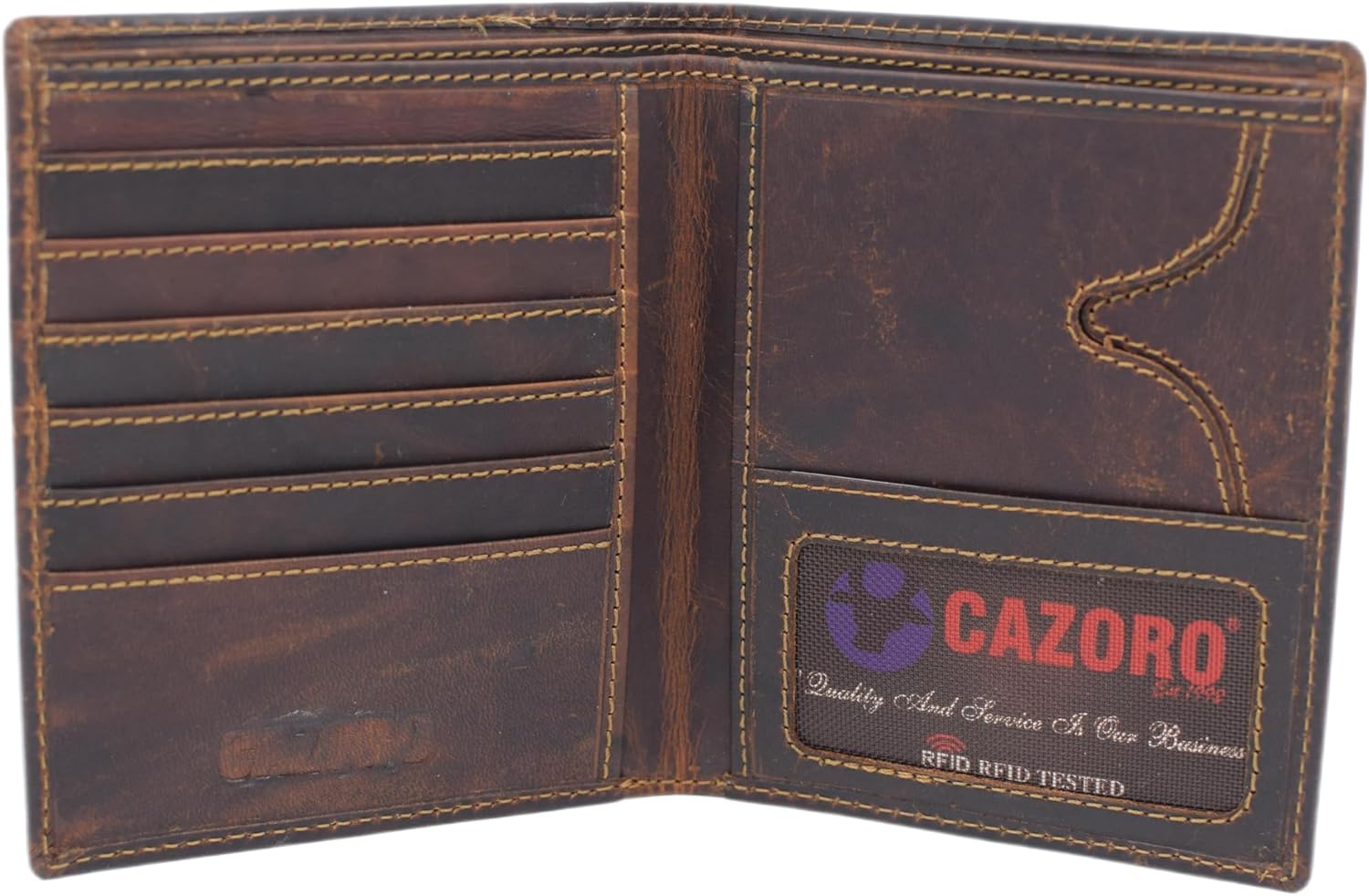 Amazon.com: RFID Blocking Vintage Leather Large Hipster Bifold Credit ...