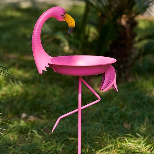 Amazon.com: SMQLJXC 12.6" W*39.4" H Flamingo Bird Baths for Outdoor ...